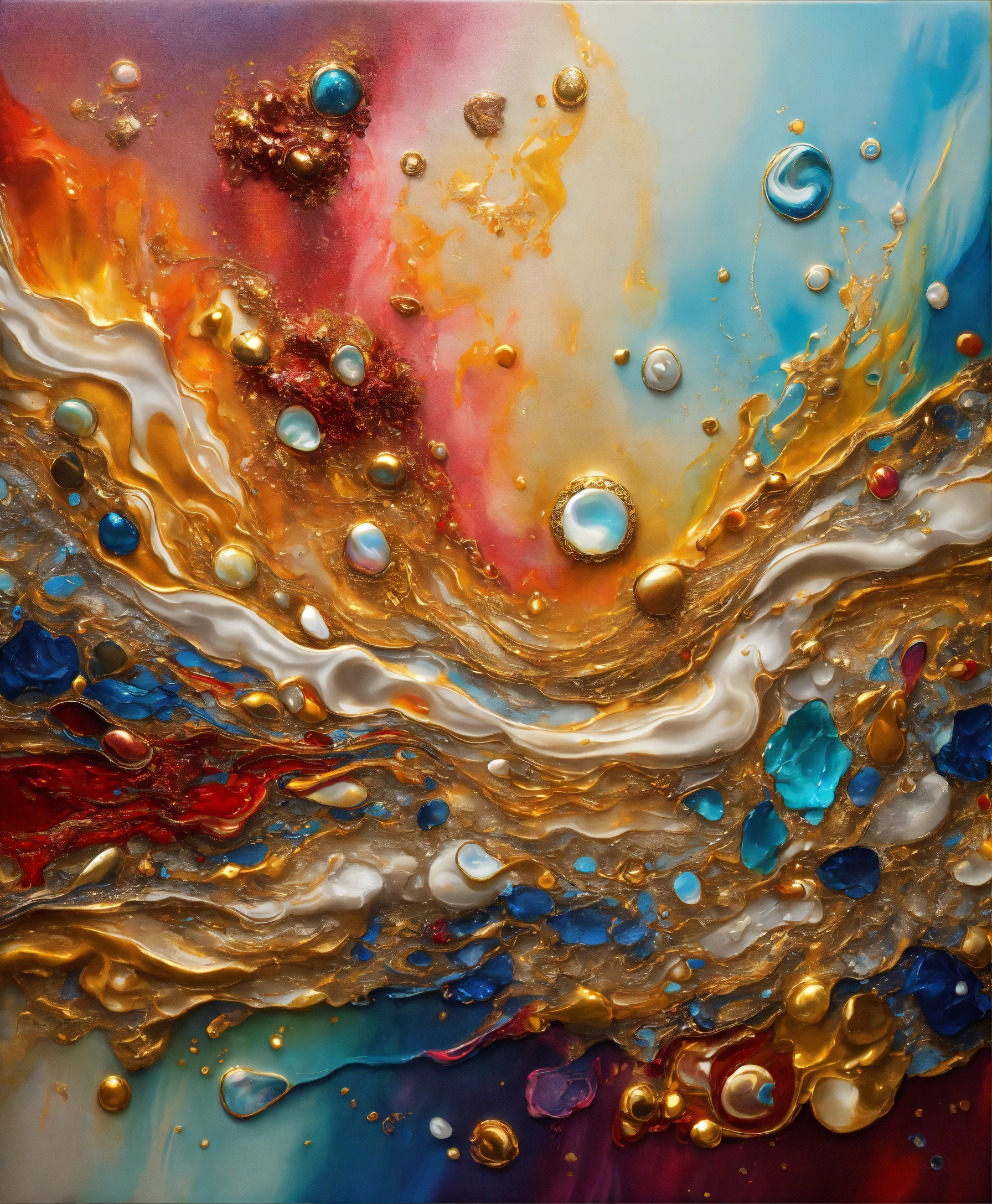 Lexica - Colorful abstract painting oil and water complex complicated ...