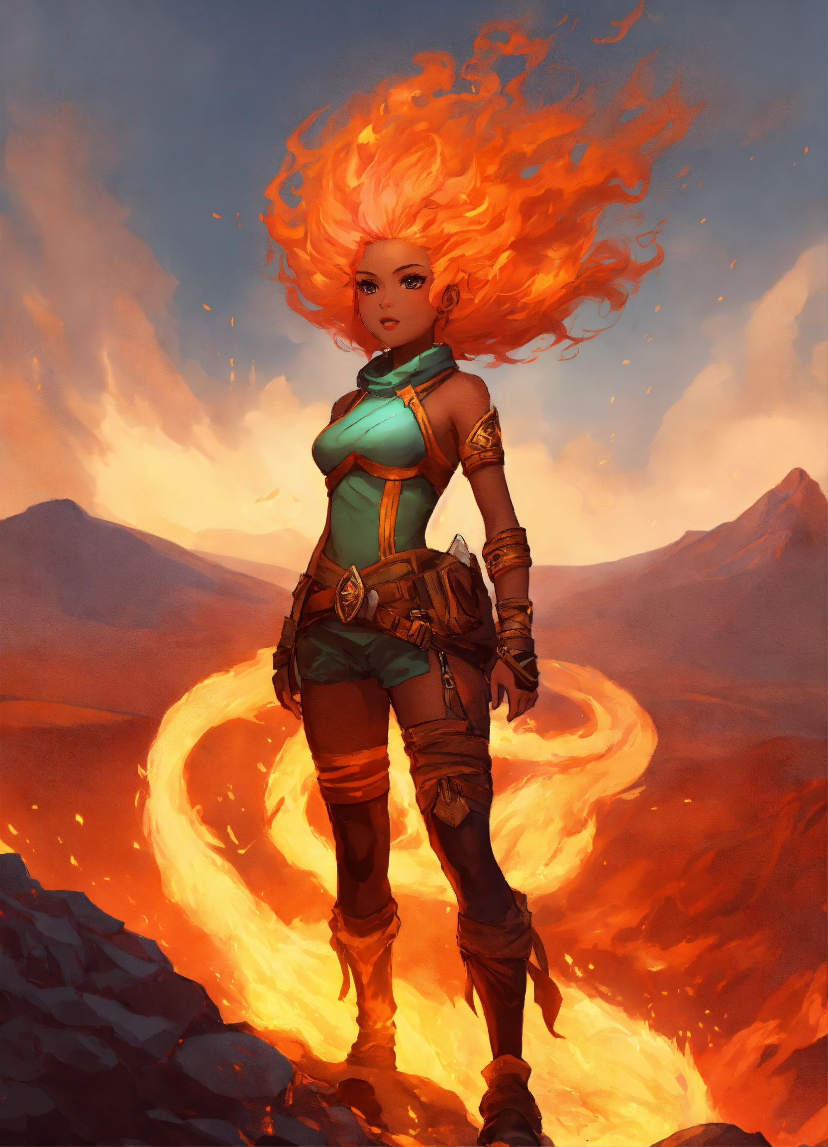 Lexica - Short small female halfbreed elemental efreet with flaming ...