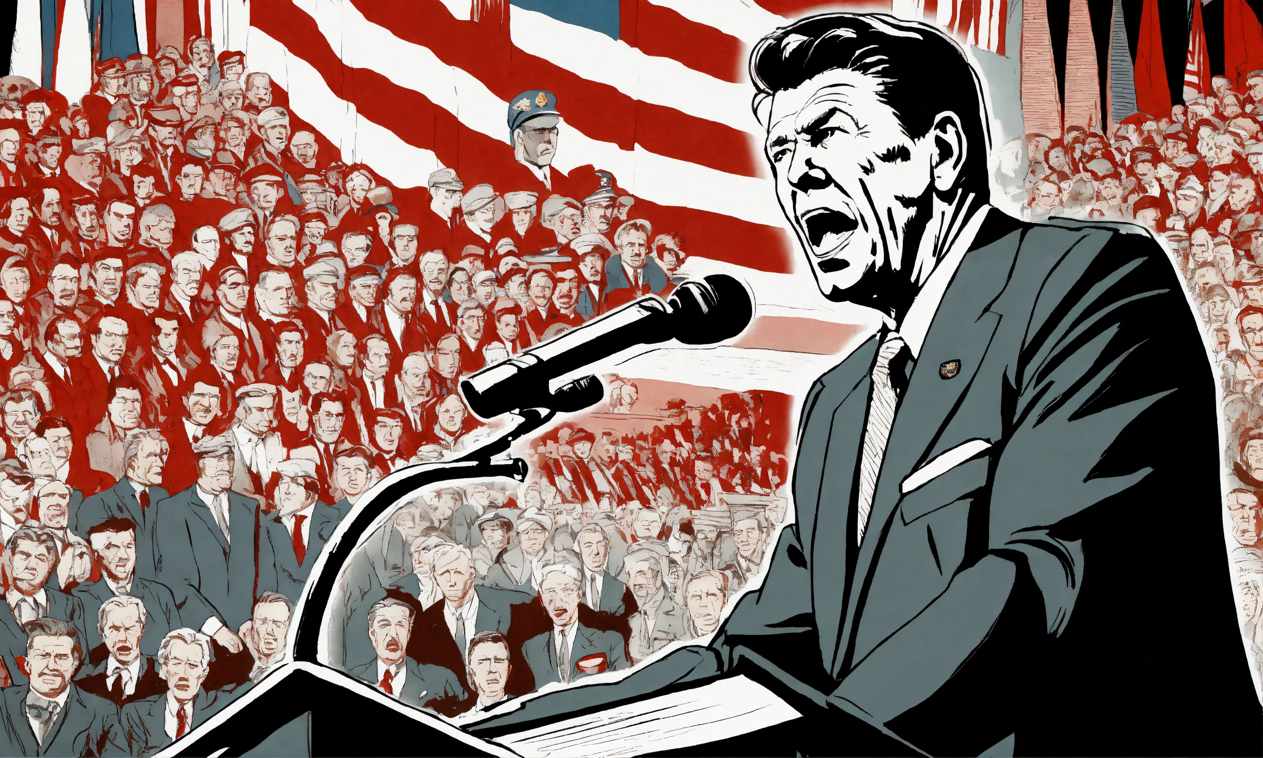 Lexica - President Reagan giving a speech against communism with a ...