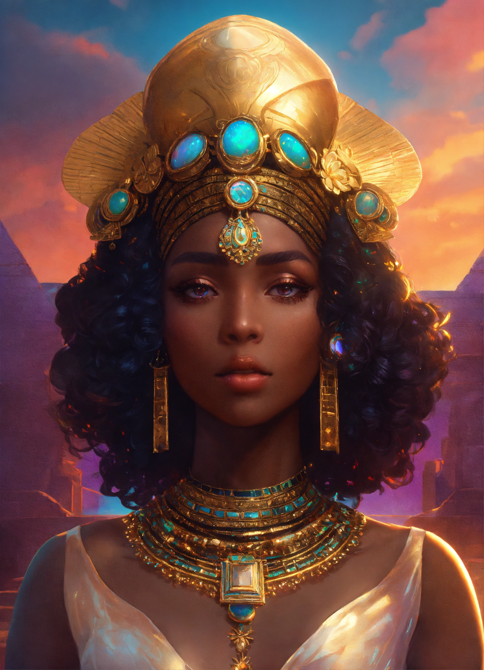 Lexica - Cleopatra, dark skin, royal headress, pretty, royalty, Cute ...
