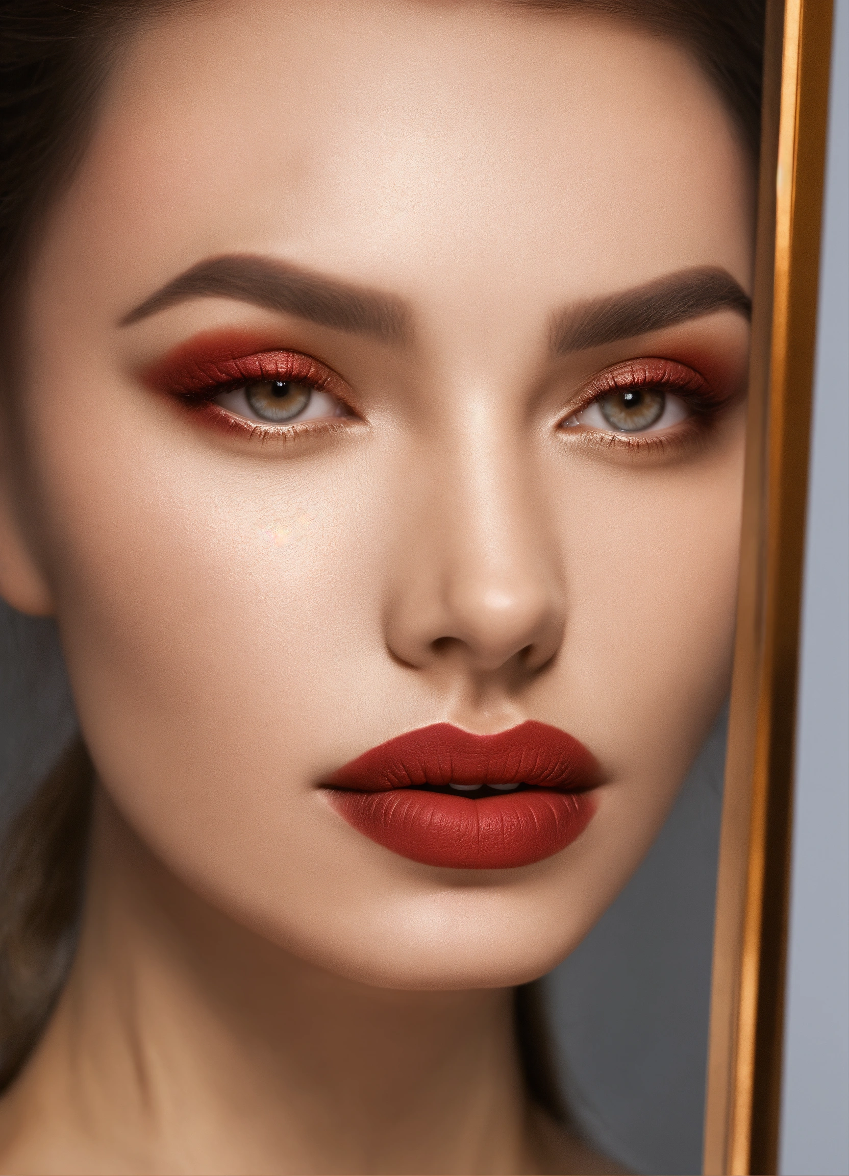 Lexica - Lips makeup in downturned triangle shaped mirror, beautiful ...