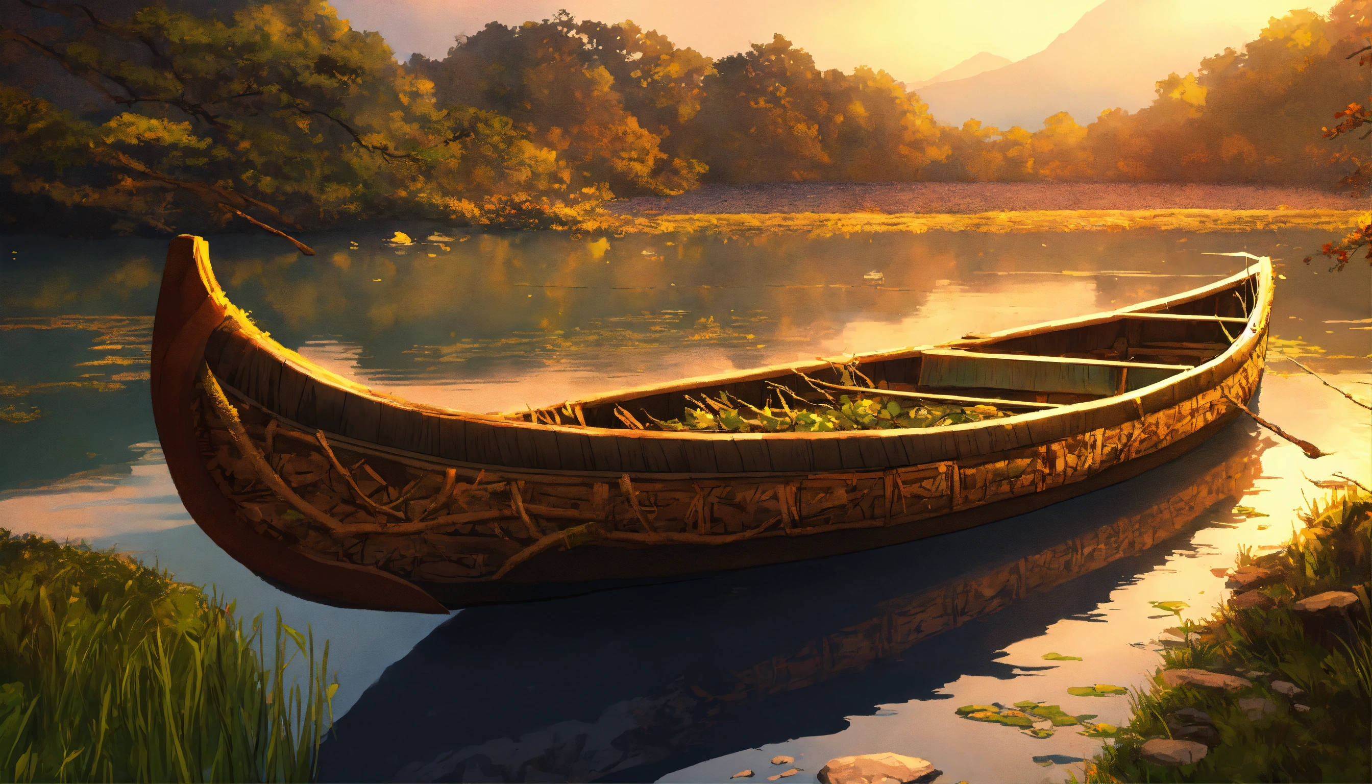 Lexica - A anime style canoe made of branches
