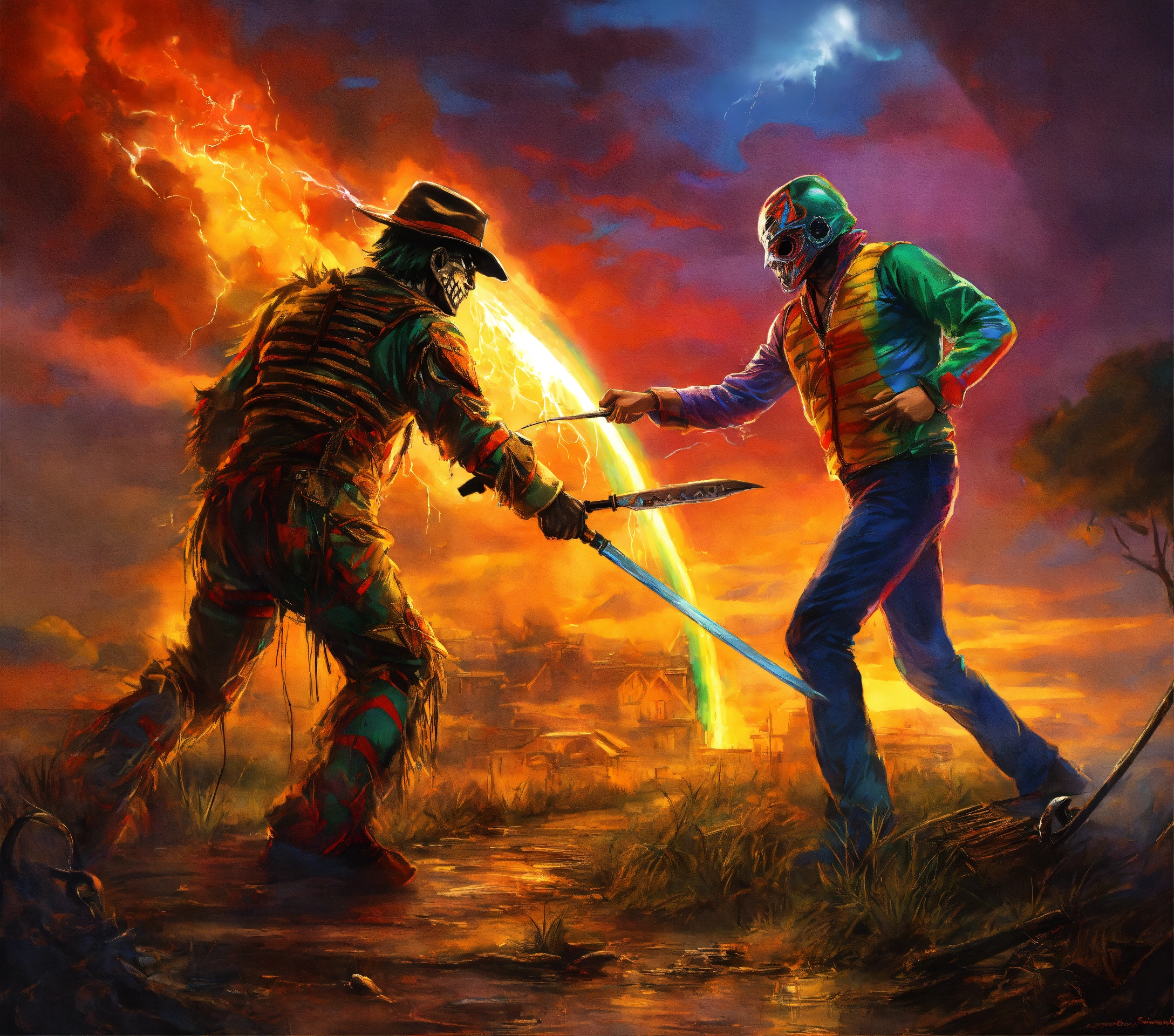 Lexica - Nightmare on elm st freddie vs Jason god rainbow thunder