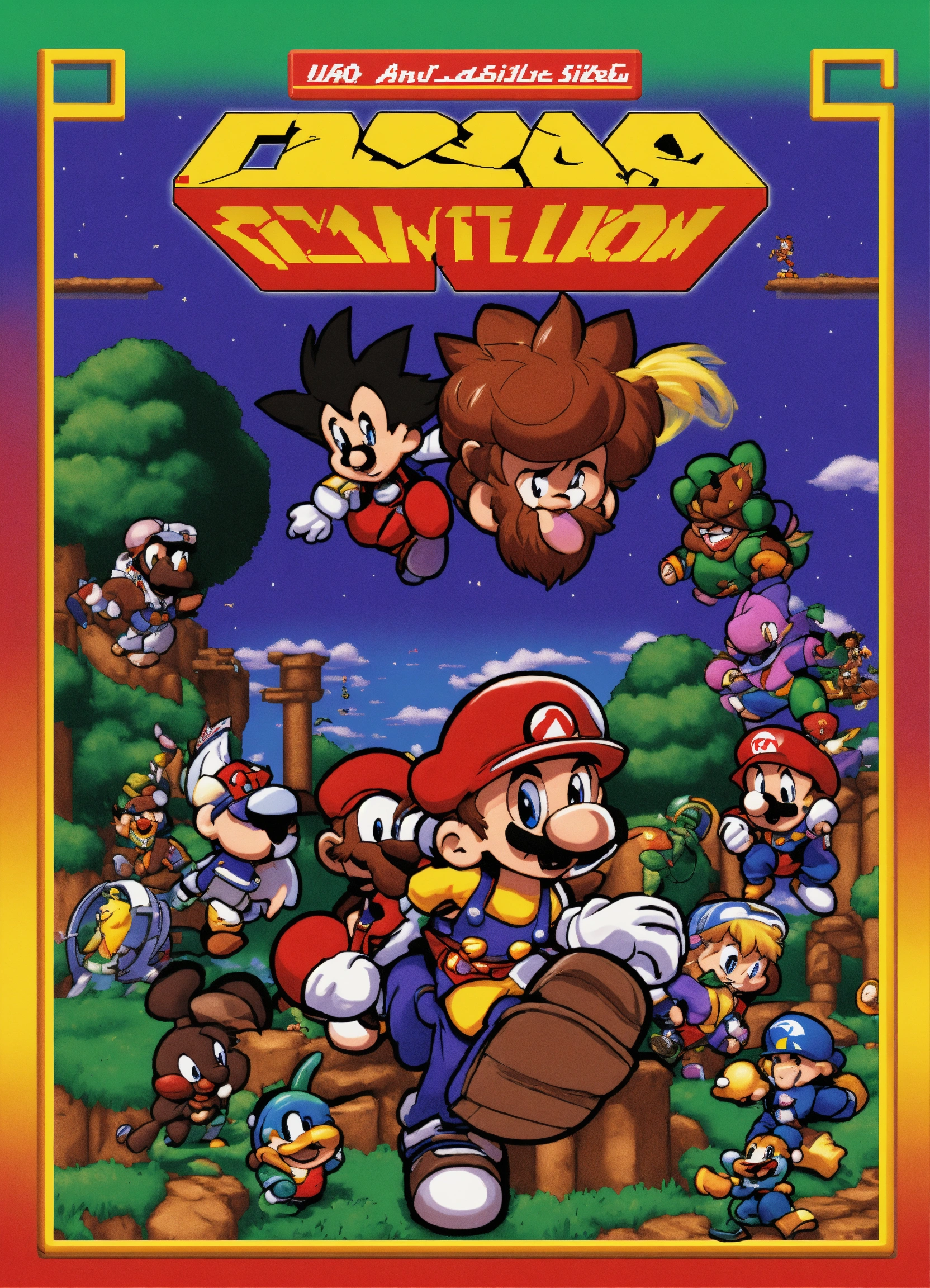 Lexica - 16bit black characters with video game cover snes