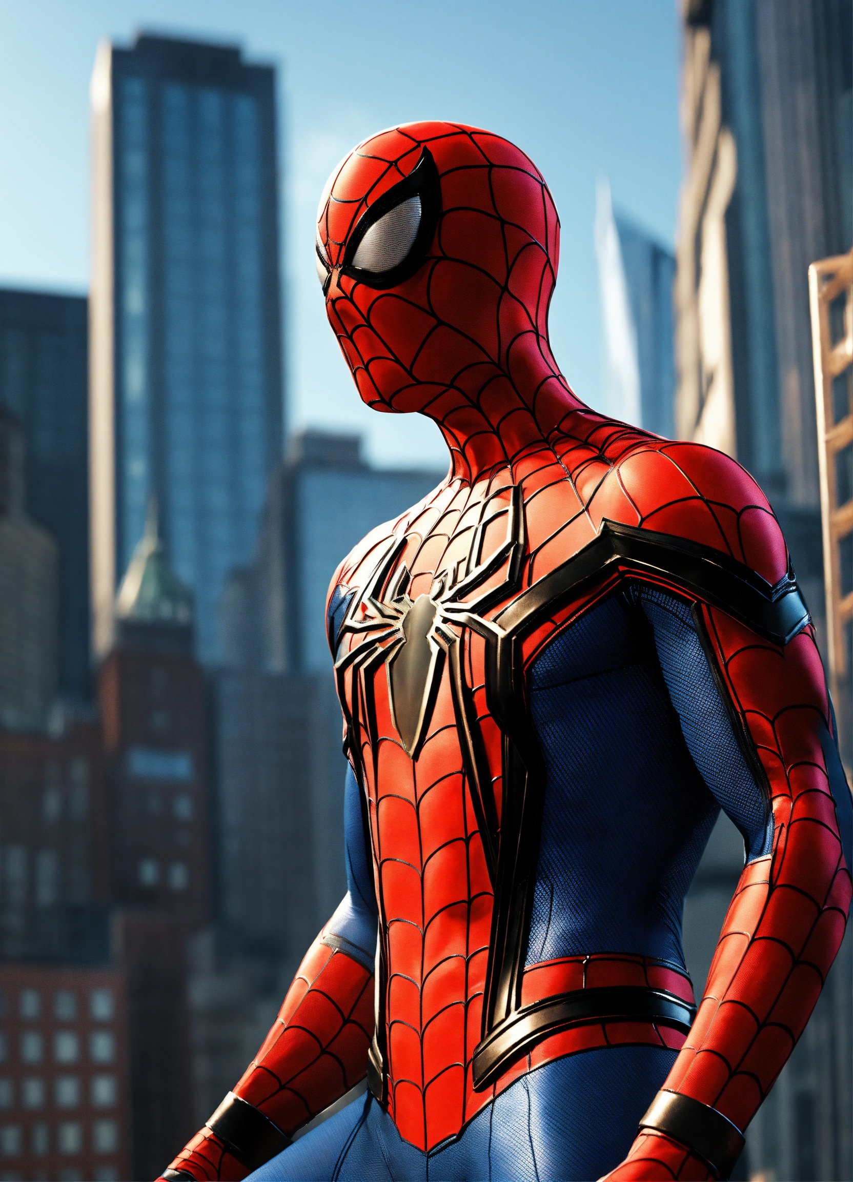 Lexica - Spider-Man standing in front of the city. Highly tender, well ...