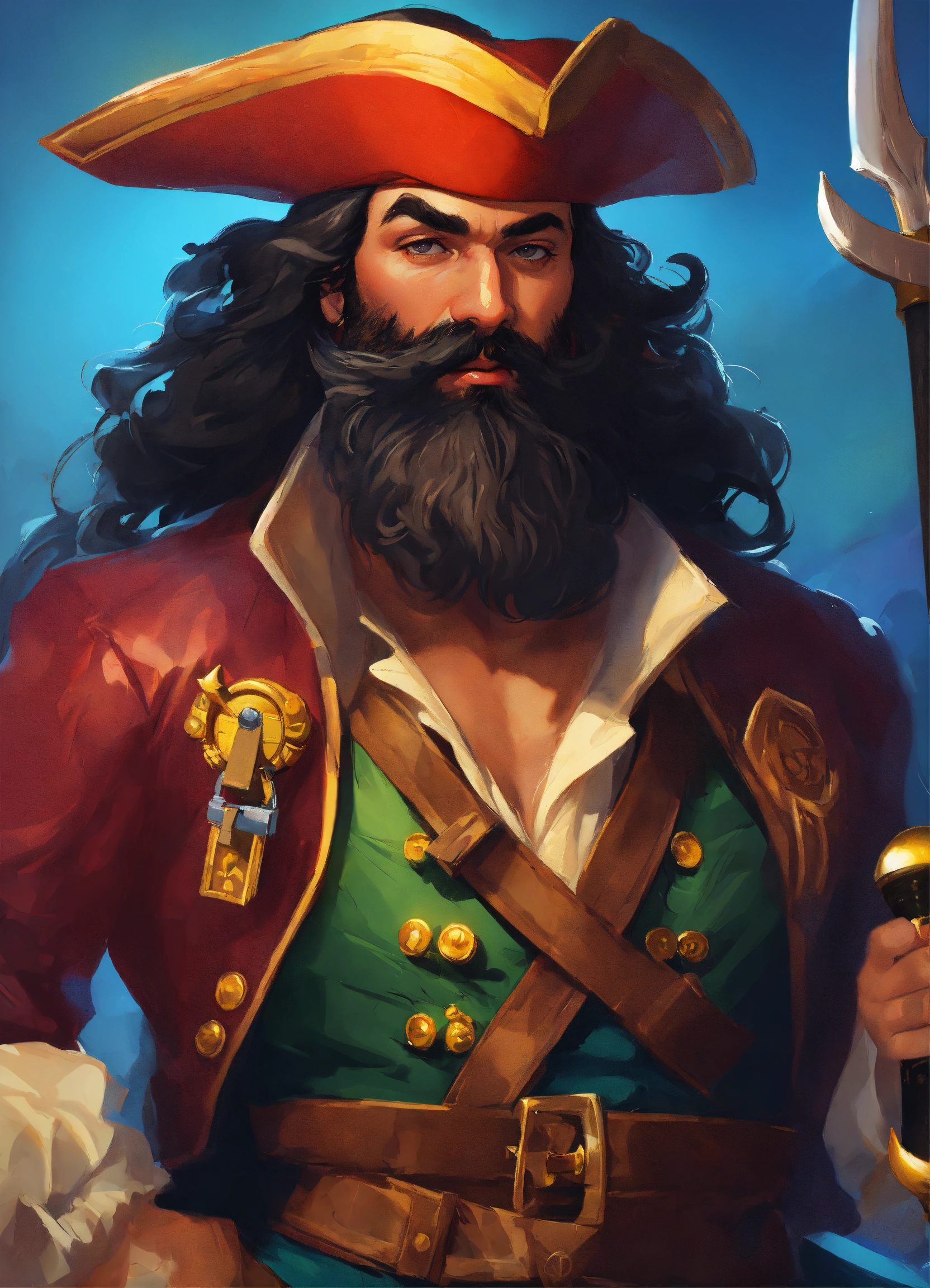 Lexica - Blackbeard, volumetric realistic cartoon oil paint, 2D ...