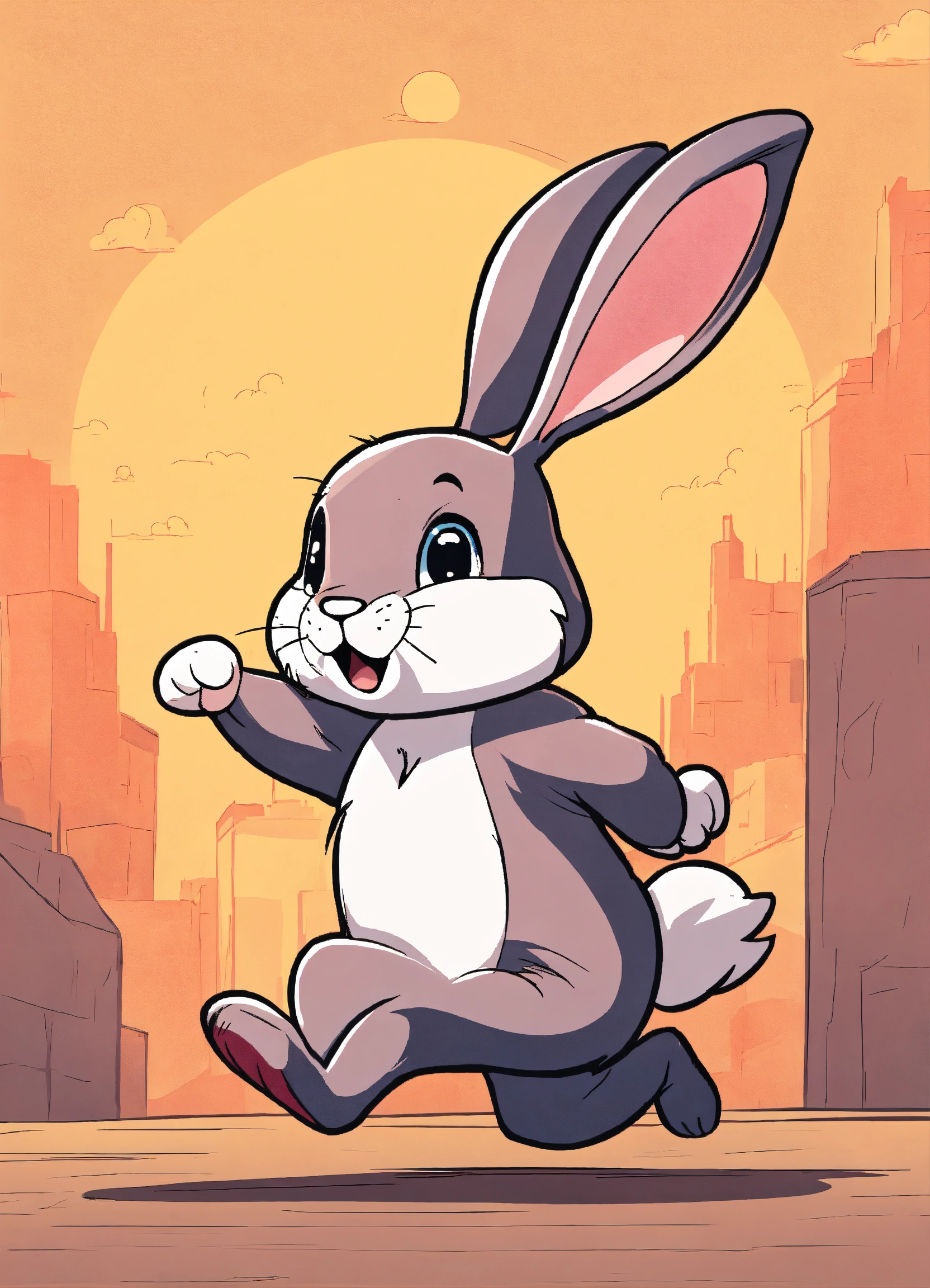 Lexica - Let cartoon cute big rabbit running on two legs