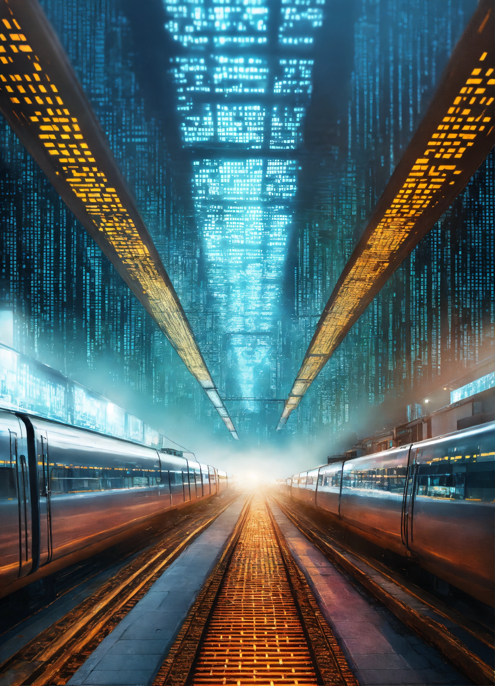 Lexica - Realistic digital matrix background,future train tranportation ...