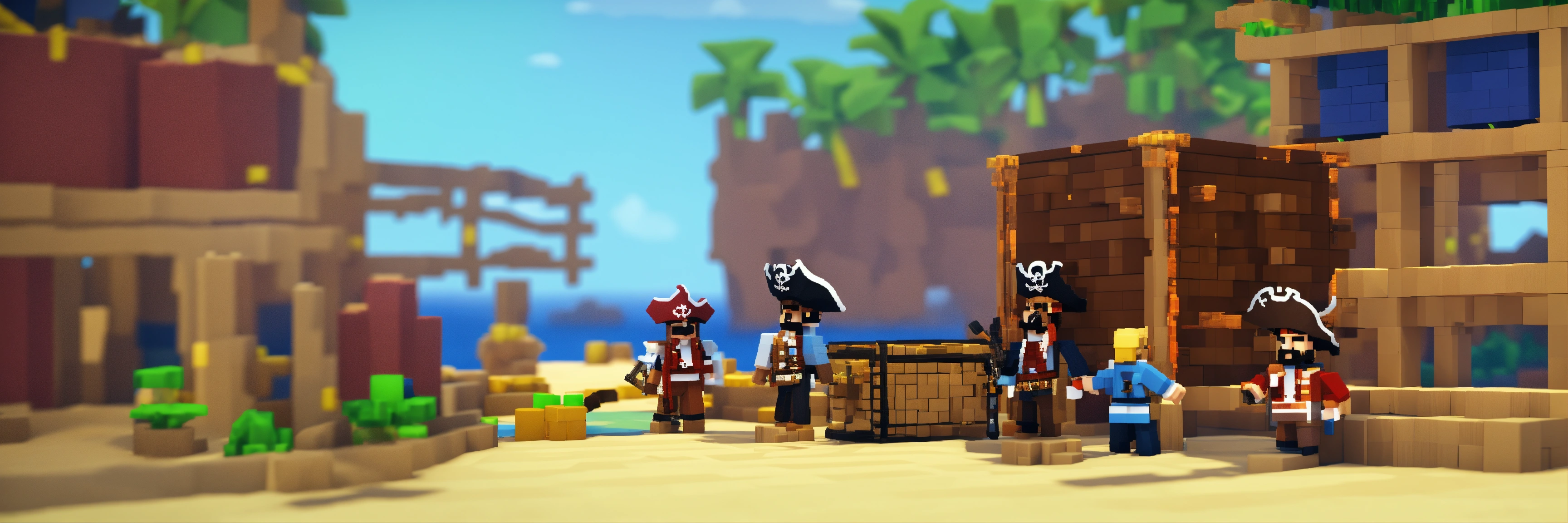 Lexica - Pirate attack, game style, voxel