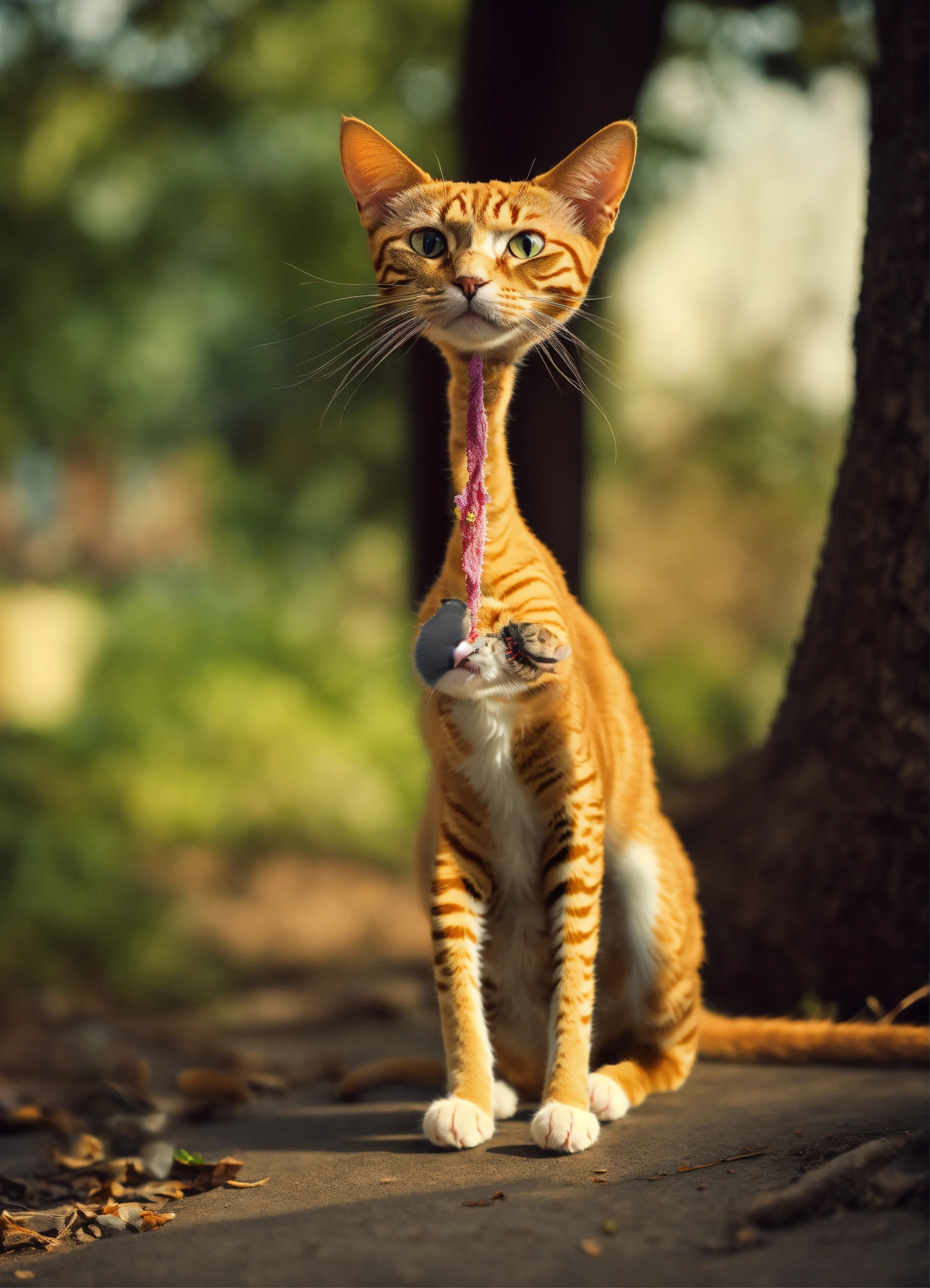 Lexica - Deformed cat with a really long neck and mismatched paws. One ...