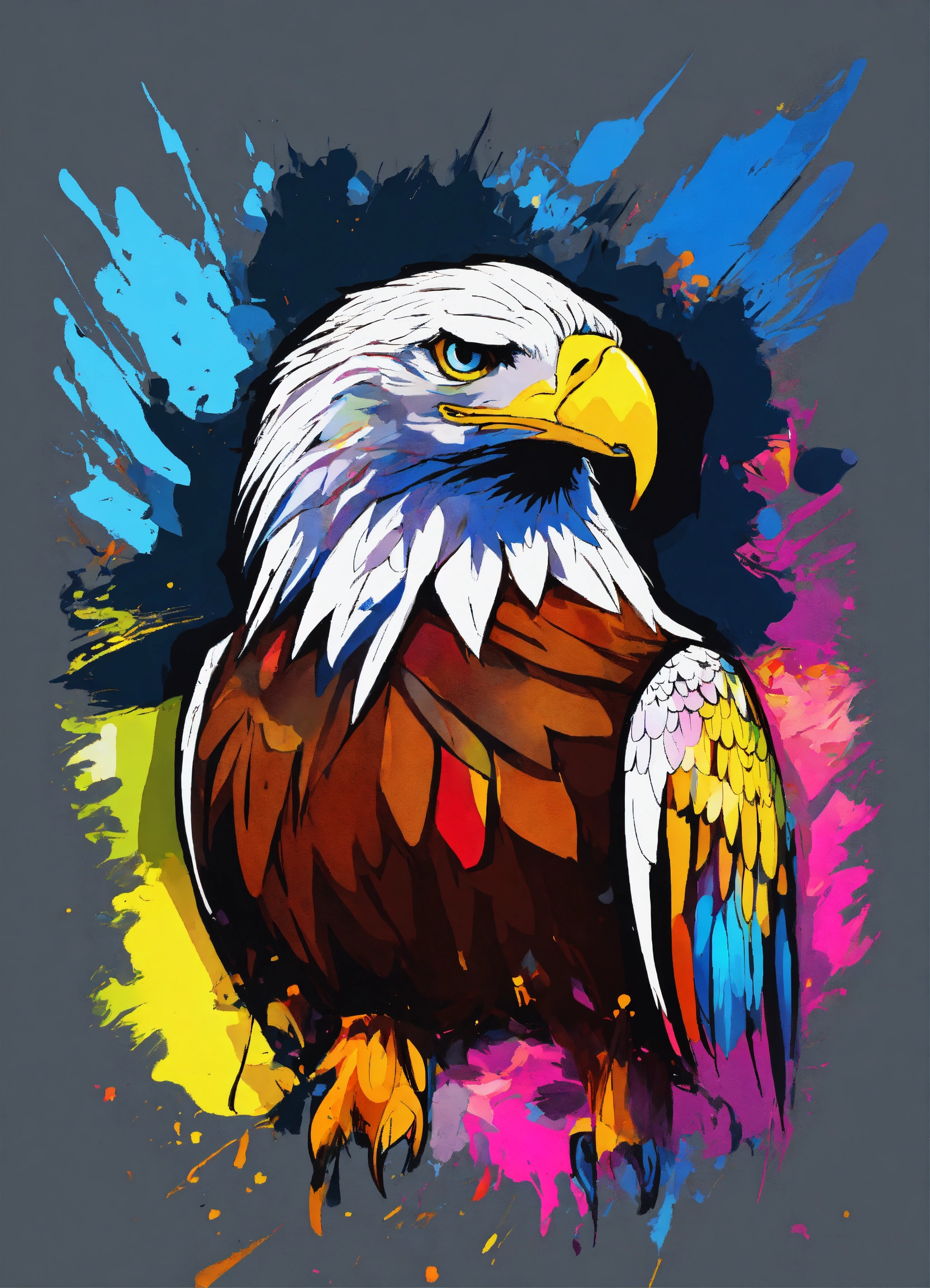 Lexica - An illustration painting with bright colors of an eagle ...