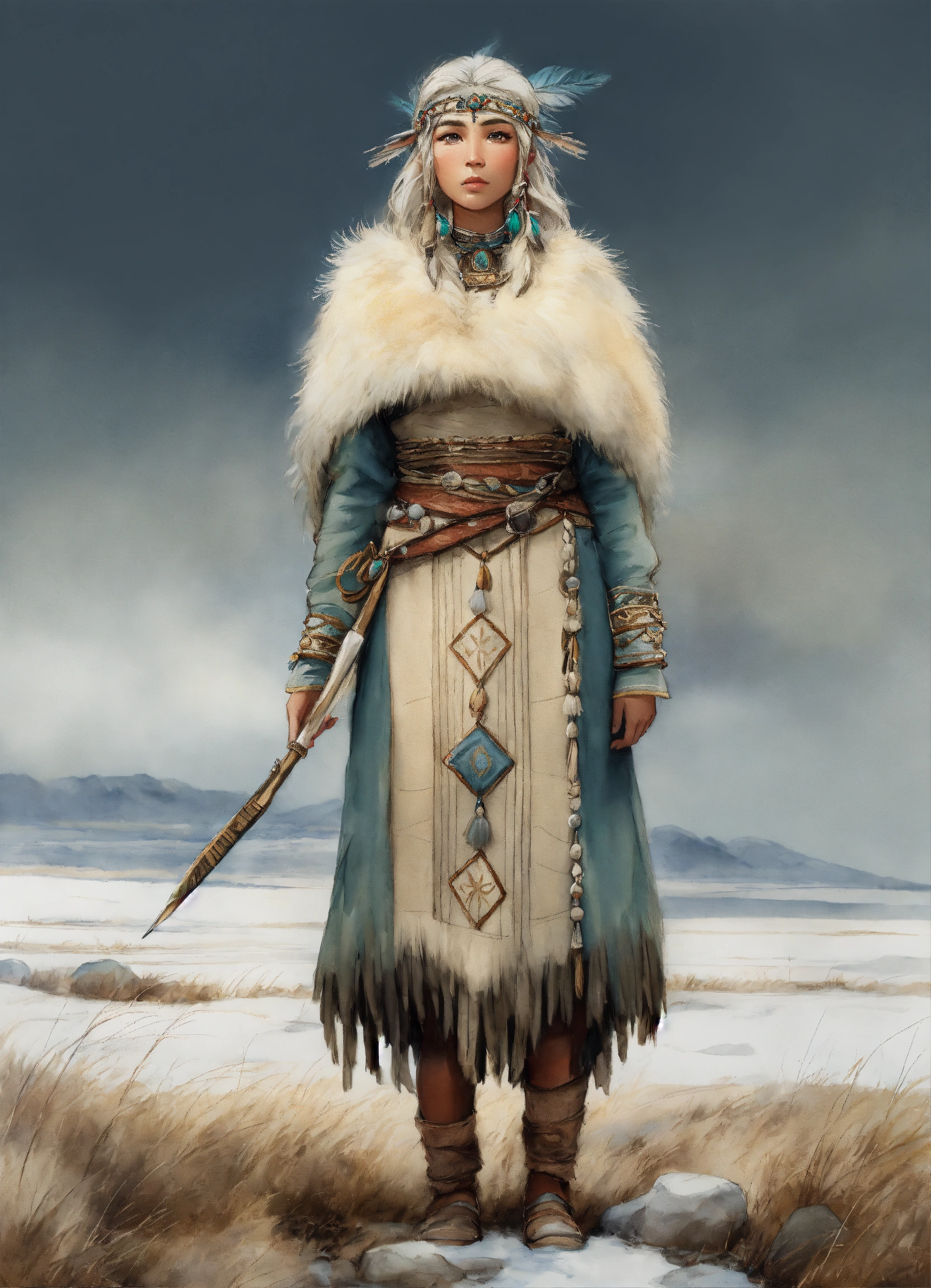 Lexica - Full body illustration of an elf inuit woman, beautiful ...