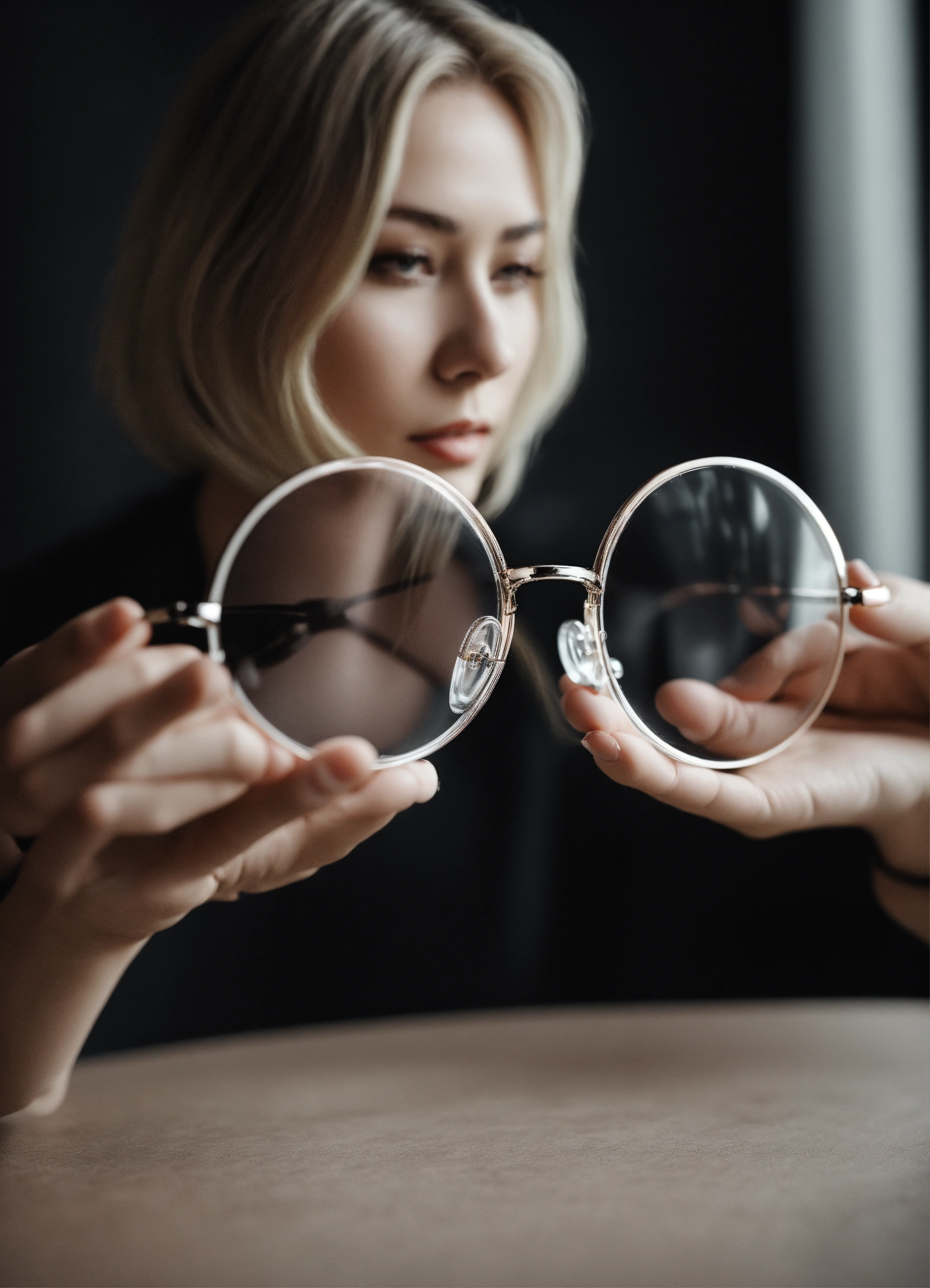 Lexica - Women 40 years glasses, clear glass circle in the hand, black ...