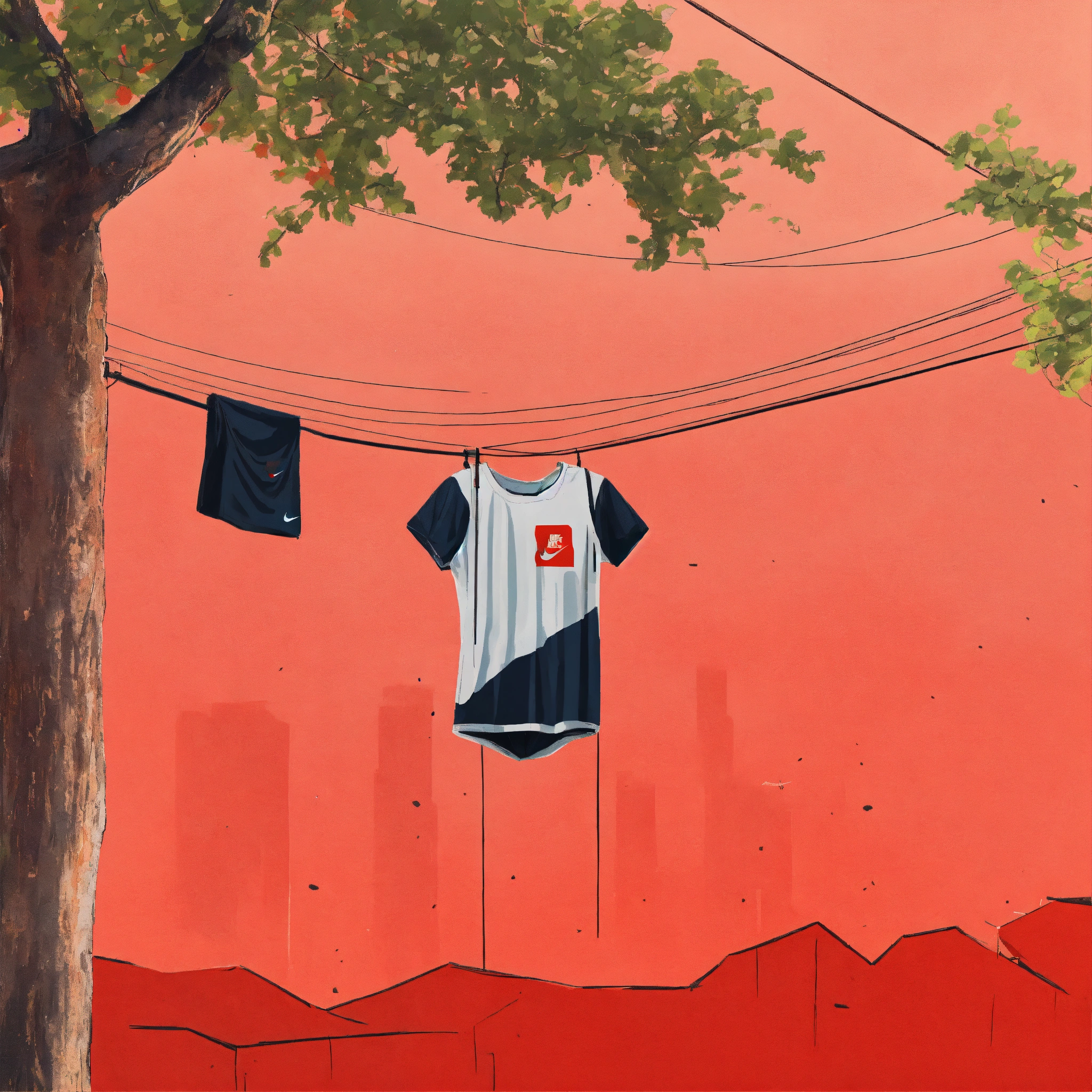 Lexica - Virtual drawing of a red nike dunk panda hanging on a ...