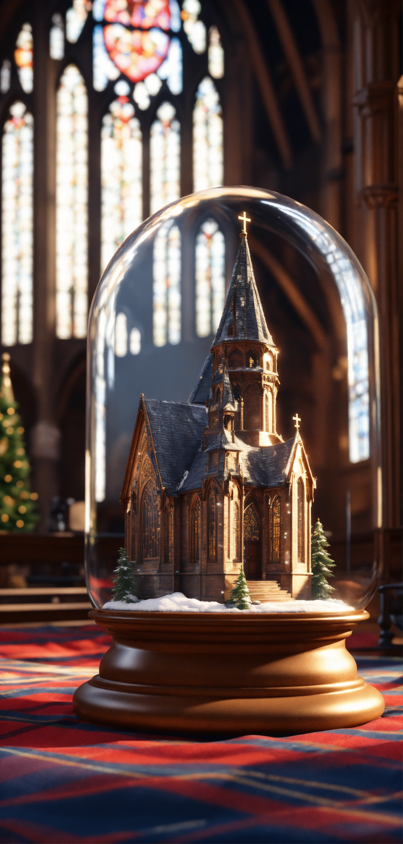 Lexica - A snowglobe with a one-tower gothic church inside of it, on a ...