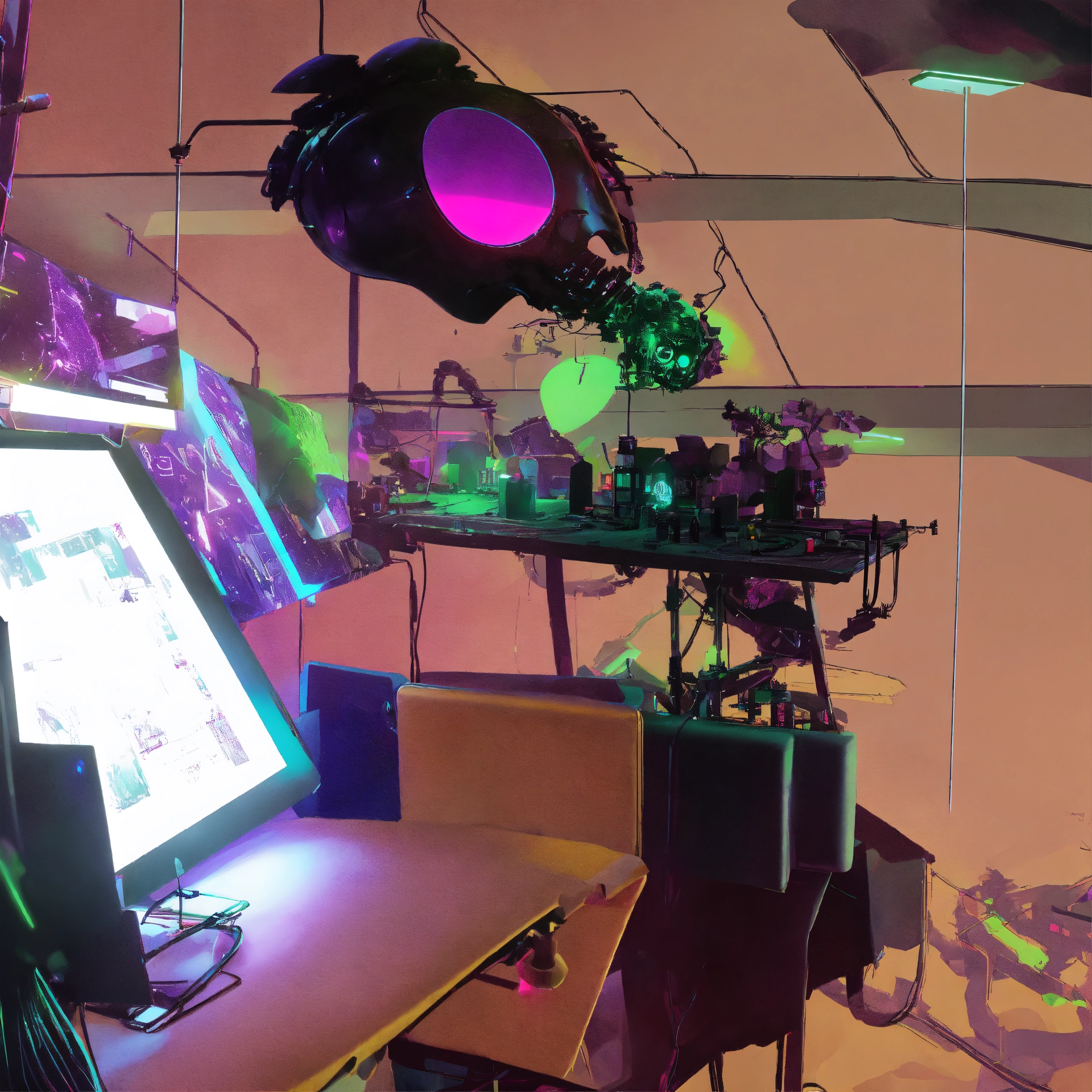 Lexica - Neon beeple fractal cyberpunk skull 3d ink alien poster ...