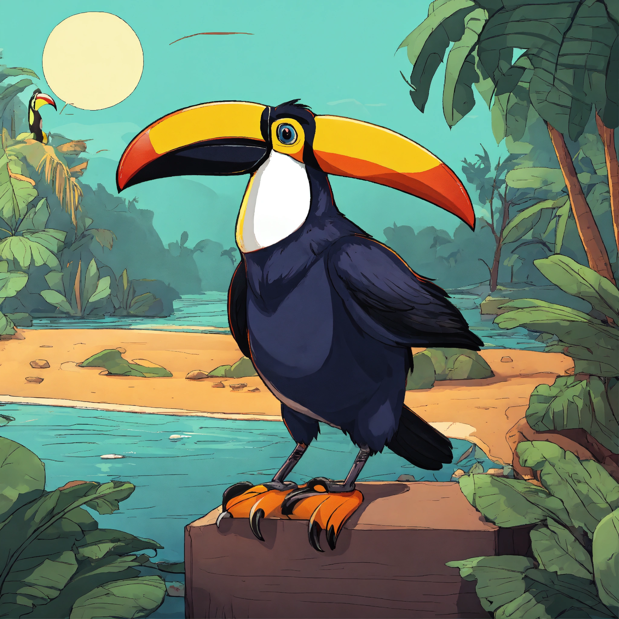 Lexica - Cartoon toucan afraid