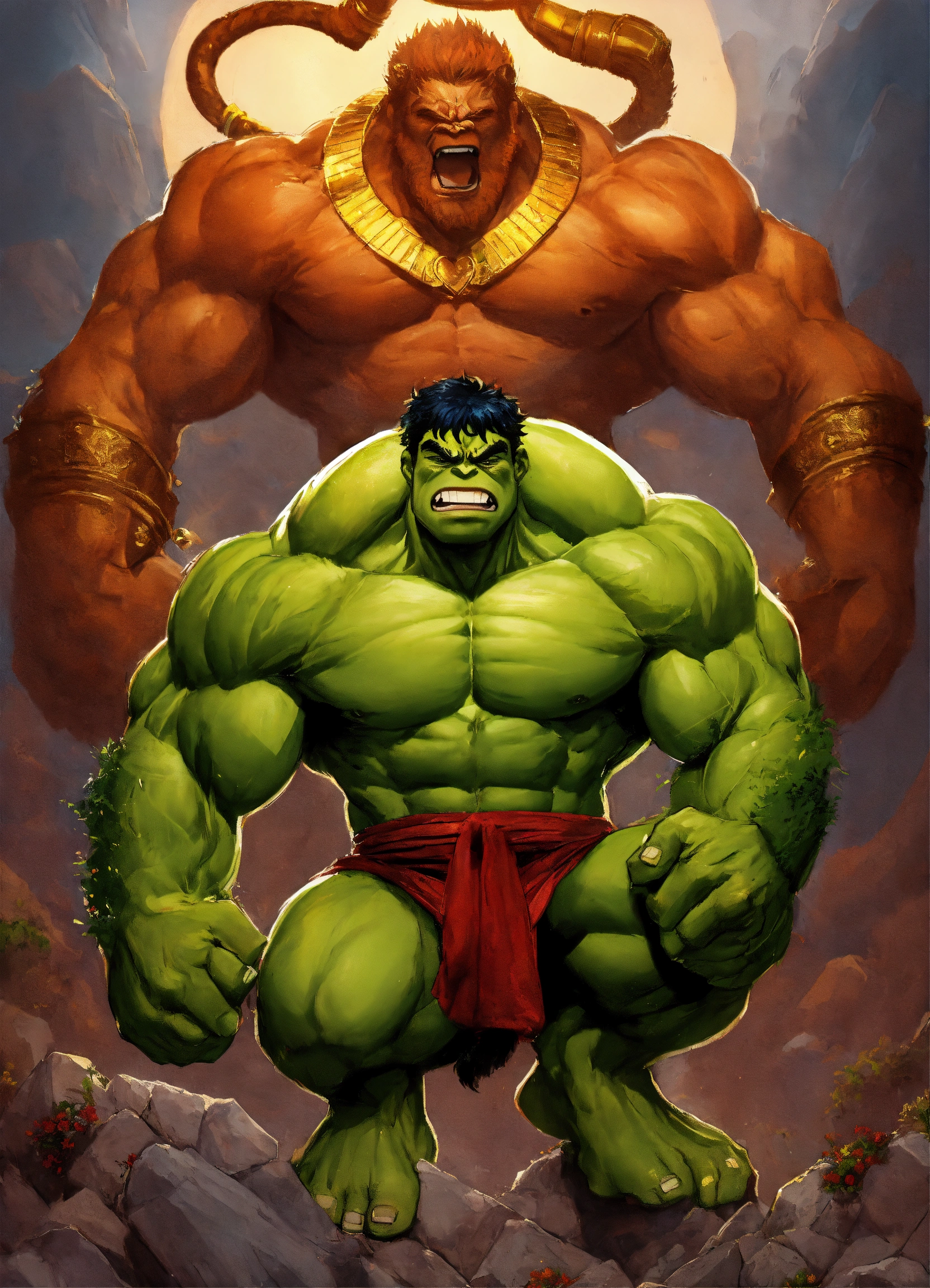 Lexica - Hulk unable to lift Hanuman tail