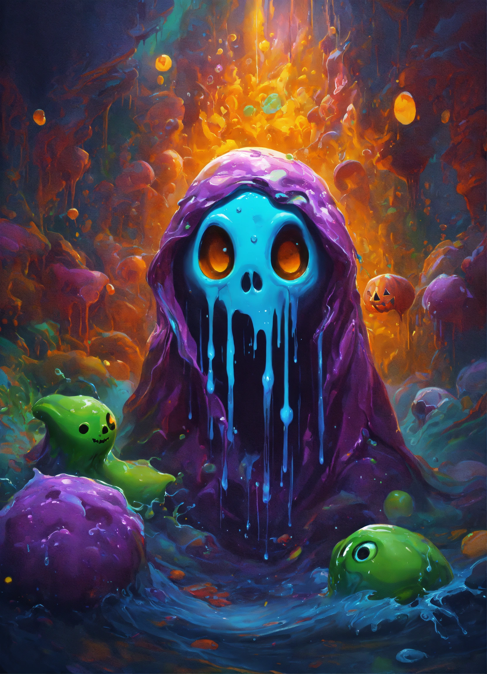 Lexica - Splash art, a quirky liquid portrait of a spooky ghost, splash ...