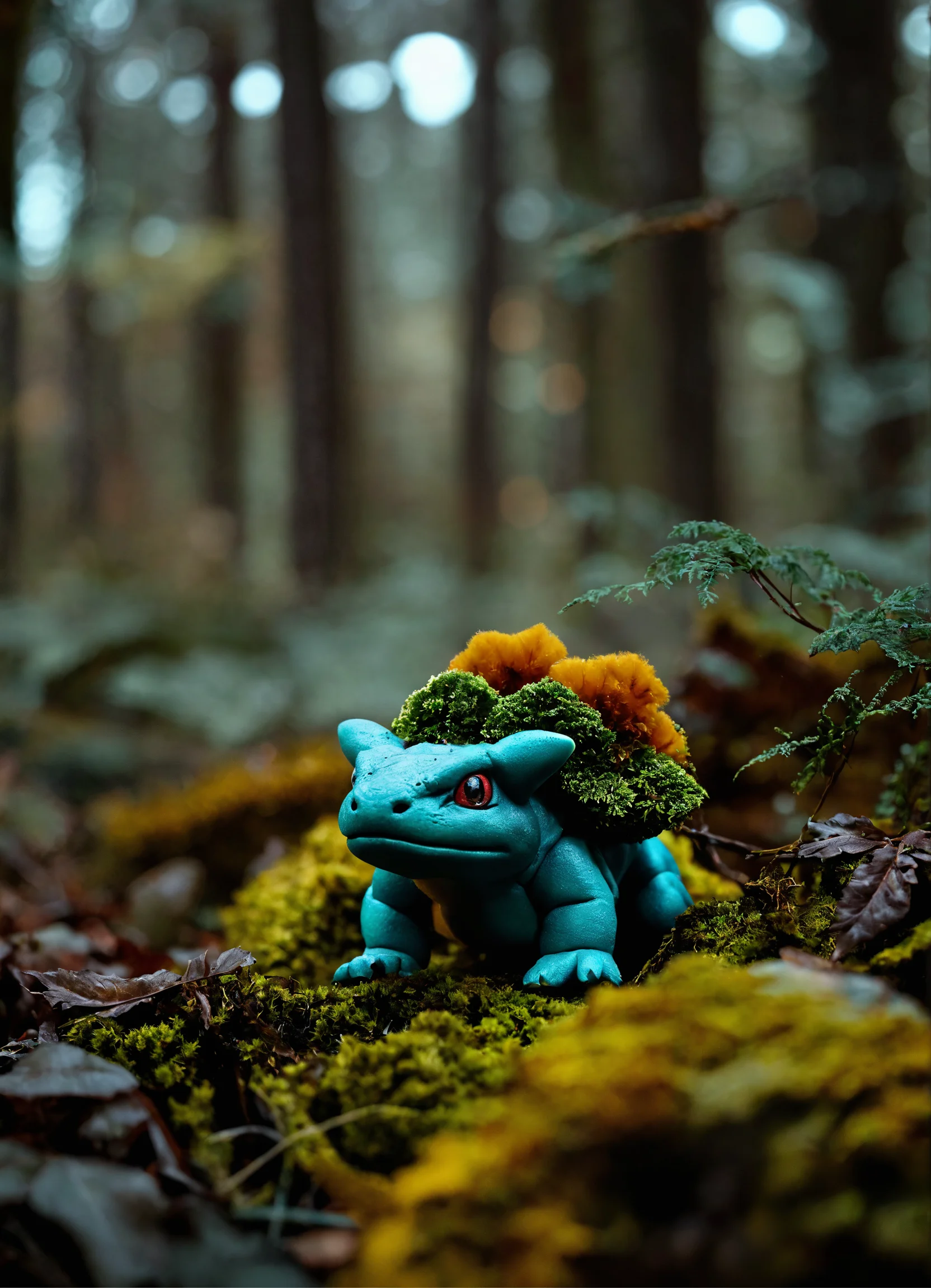 Lexica - A realistic venusaur animal among the trees, forest lake, moss ...