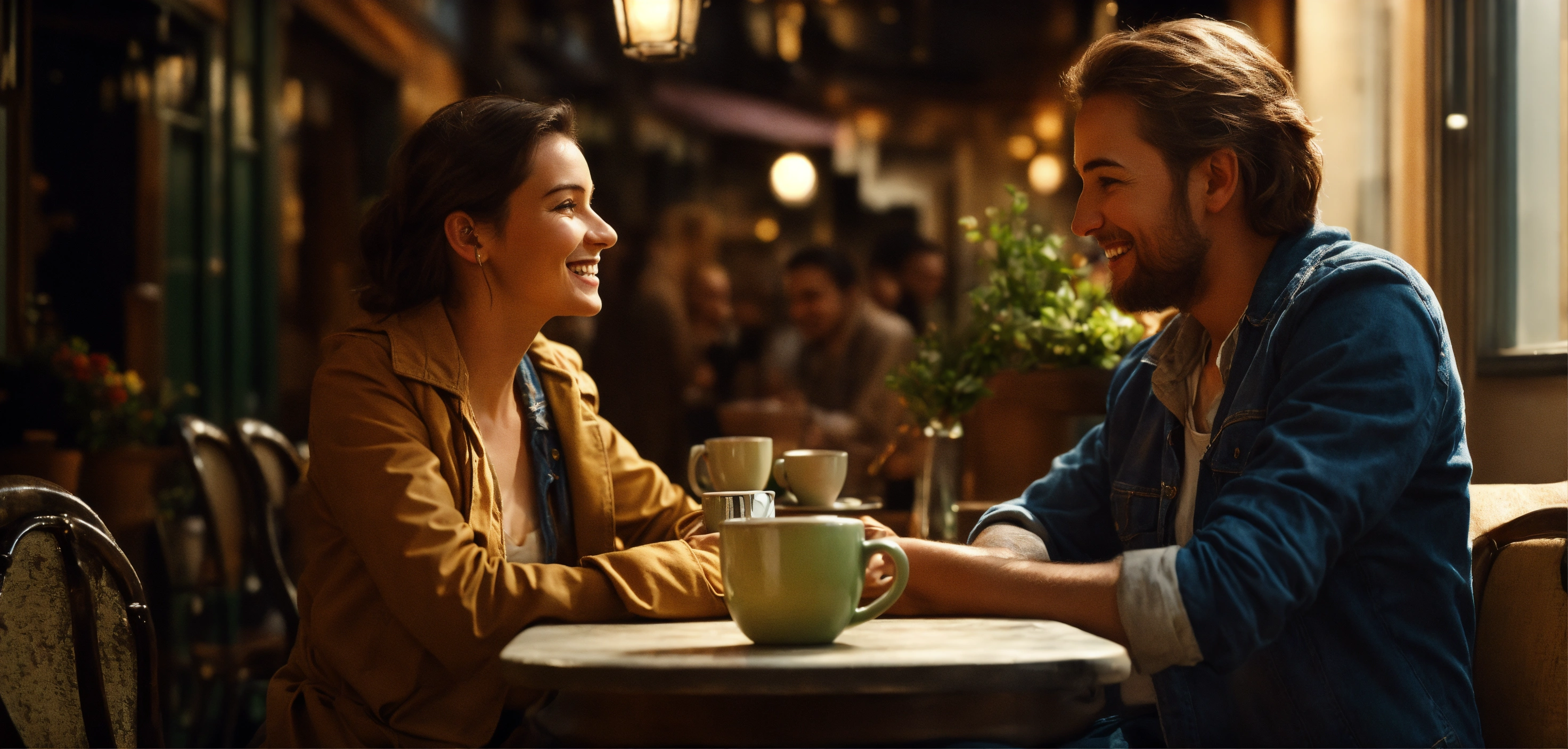 Lexica - Cinematic shot of man and woman, friends or acquaintances ...