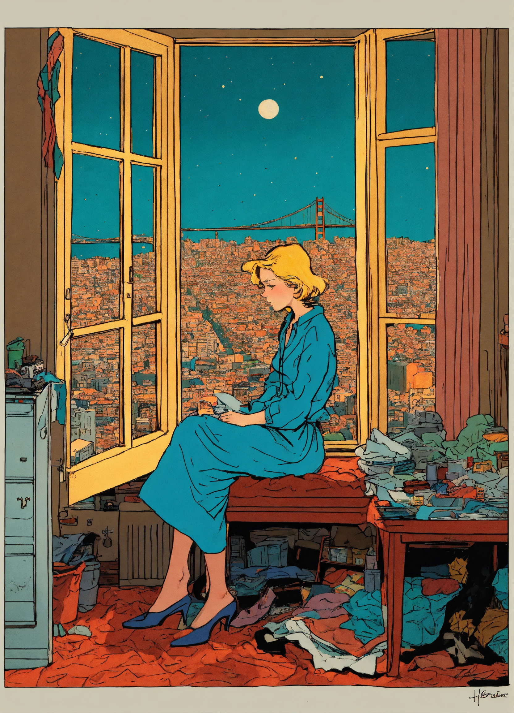 Lexica - Illustration by hergé, a Sad woman (with a sad expression ...