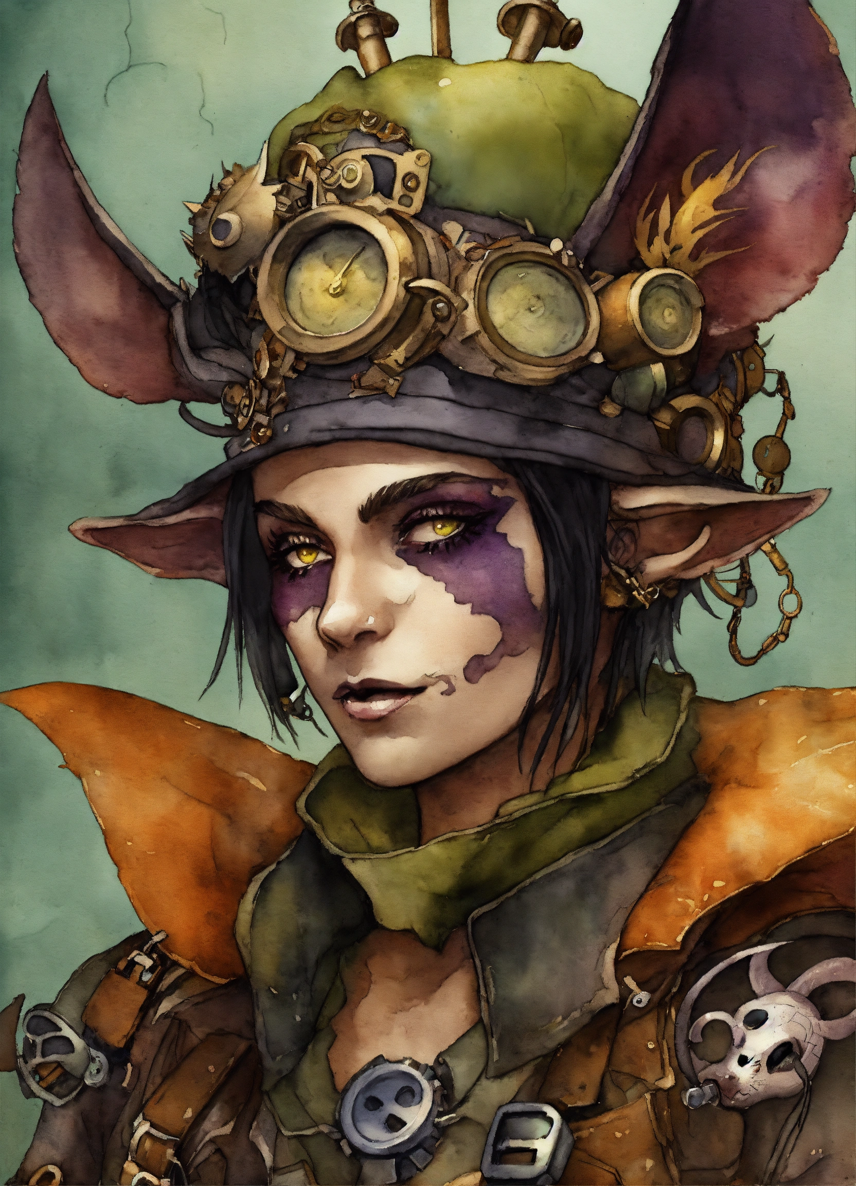 Lexica - "Produce intricate watercolor illustrations of goth-steampunk ...