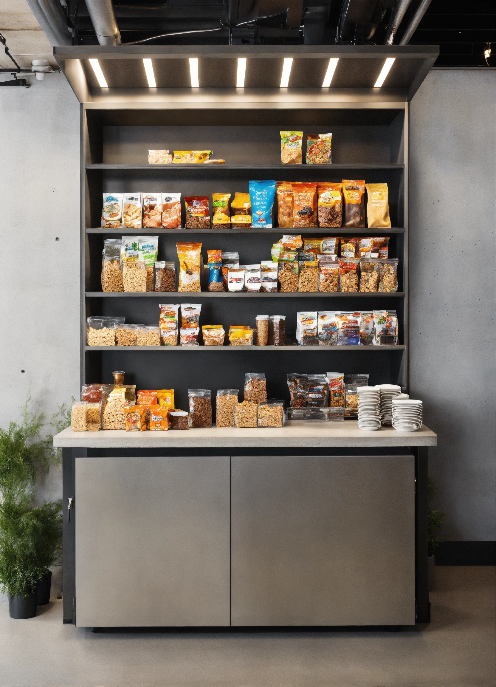 Lexica - A self serve breakroom cereal shelf with snacks on an easy to ...