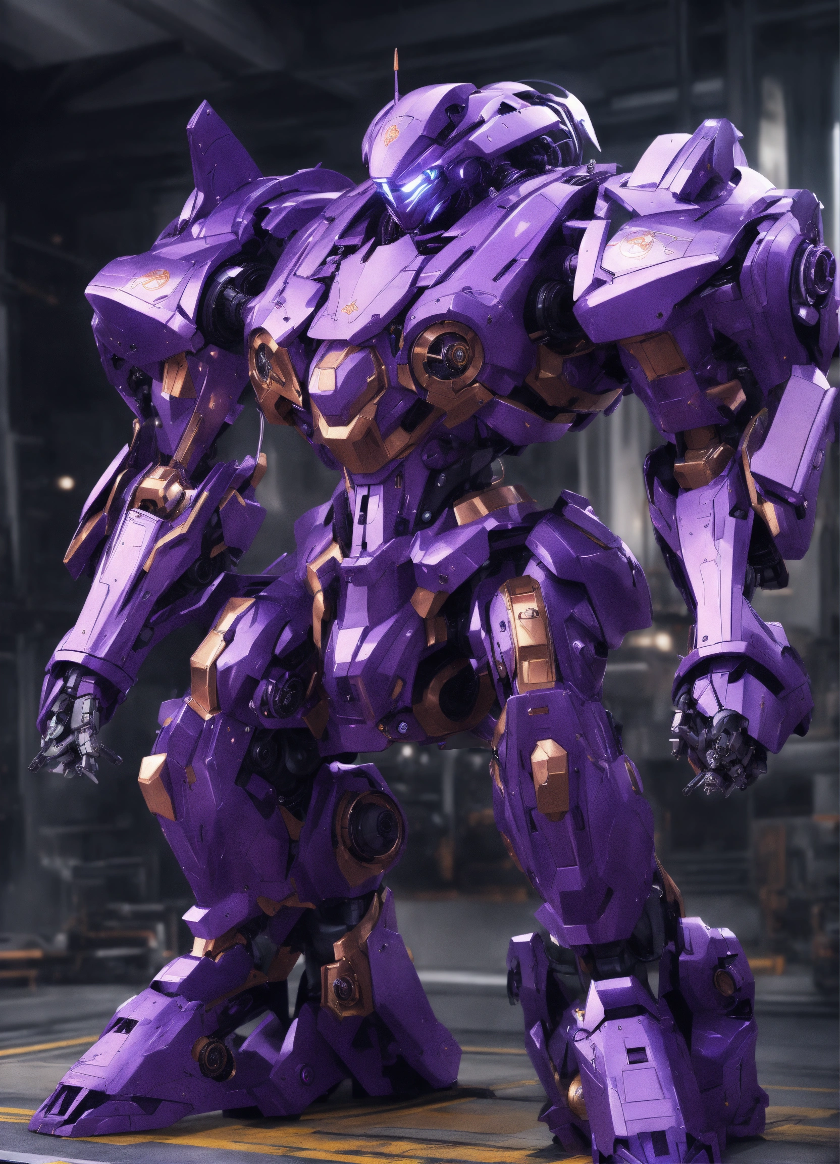 Lexica - Anime art of a royal purple mechanical gear-driven mecha, 8k ...