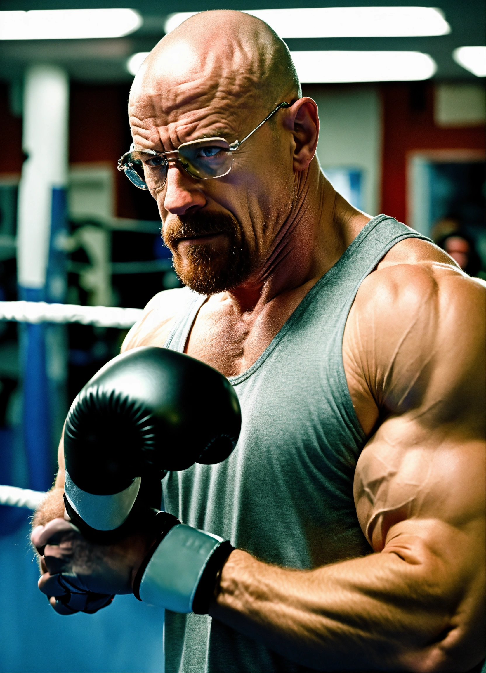Lexica - Bodybuilder Walter White boxing in the gym
