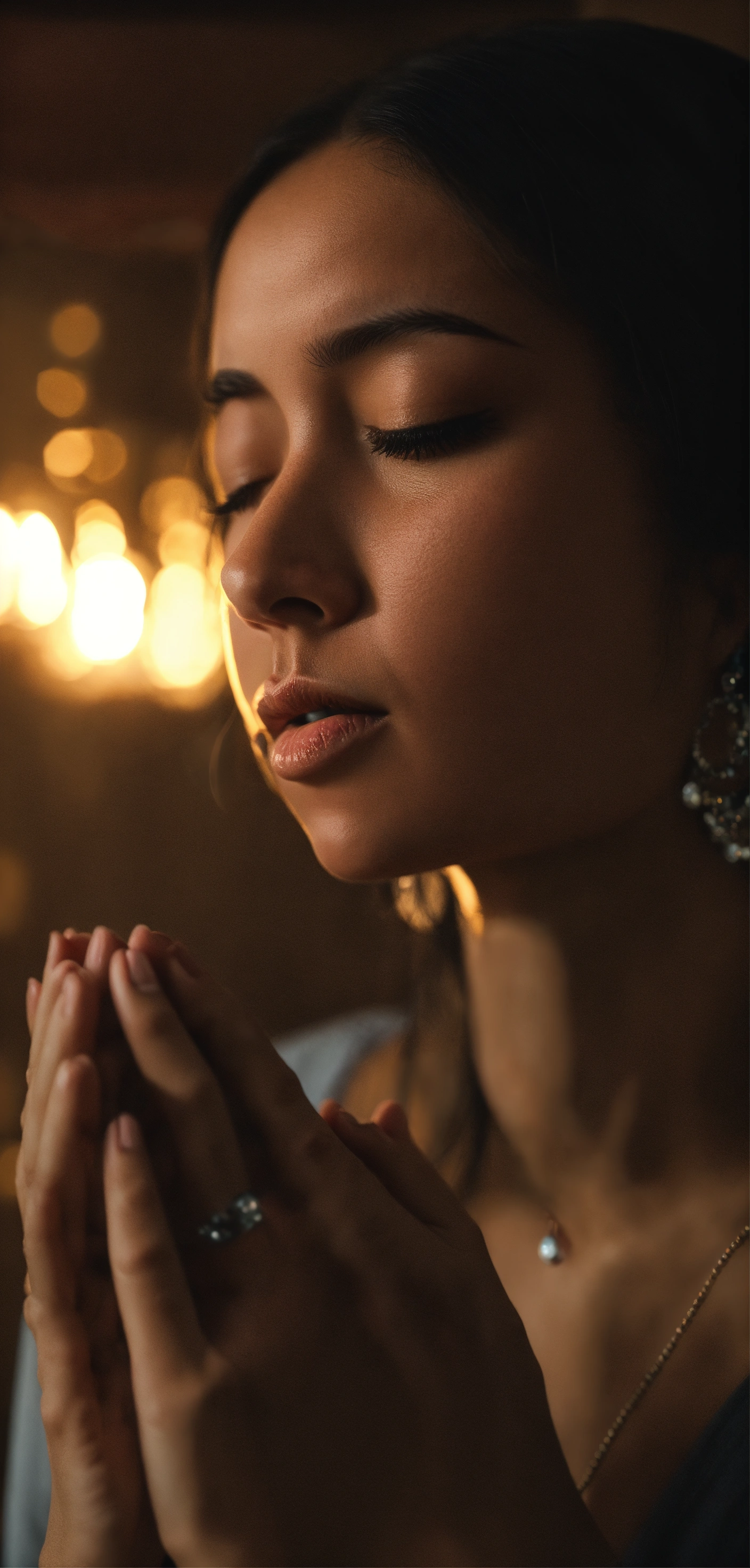 Lexica - Woman praying, realistic, cinematic