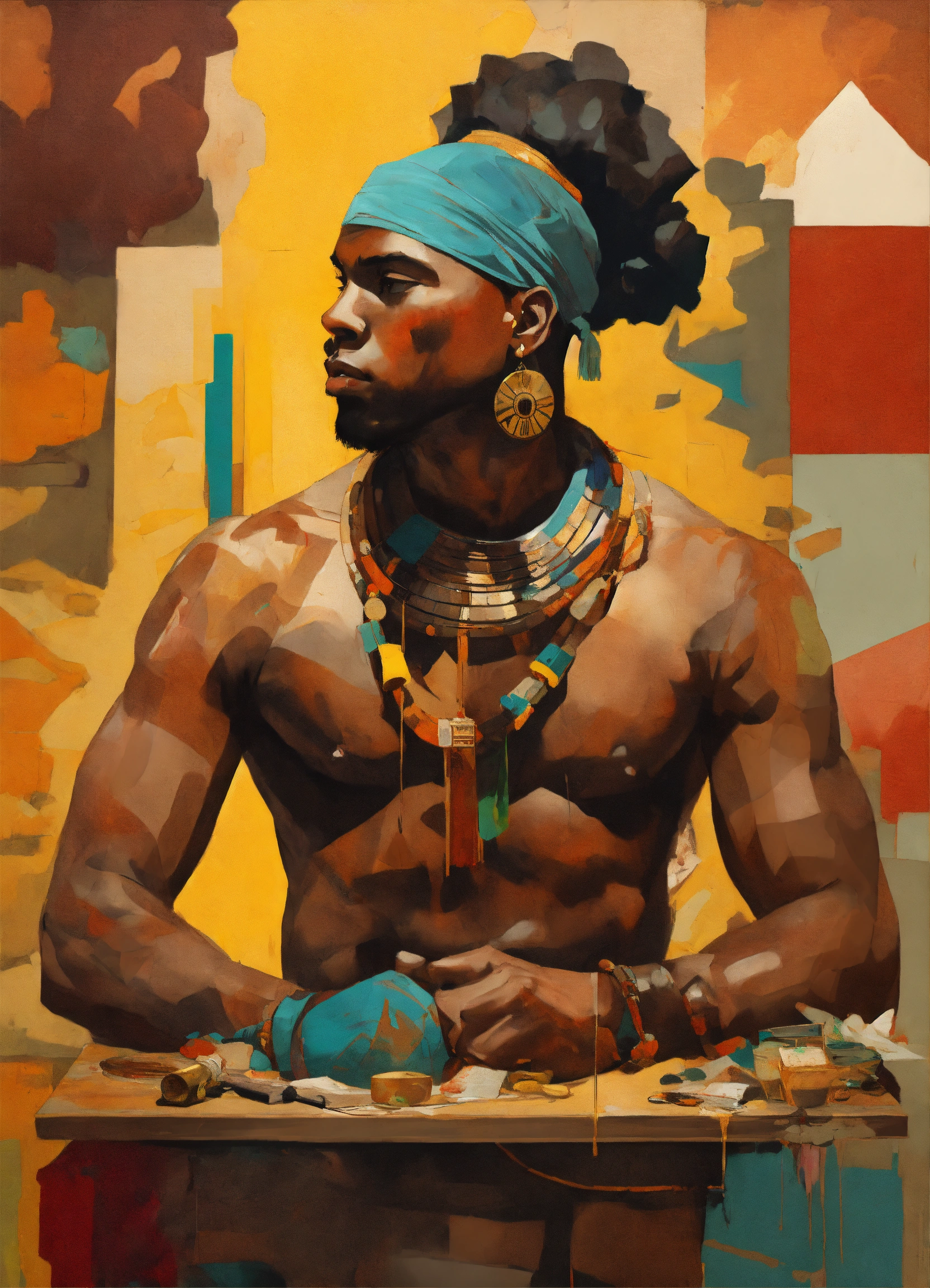 Lexica - Symmetry!! portrait of an aztec and black men warrior by ...