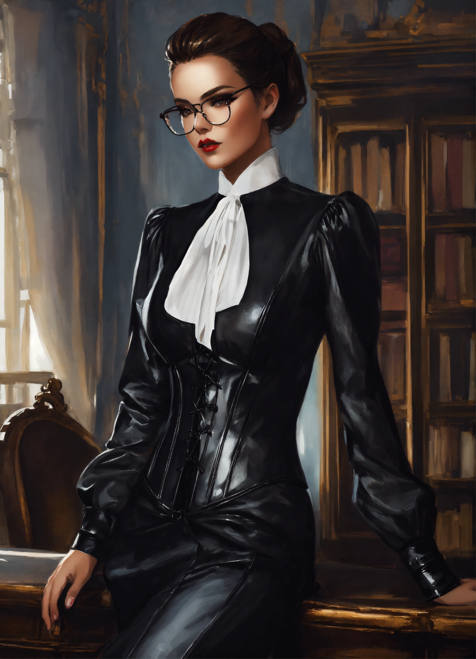 Lexica - Concept art, digital painting, stunning french seductress woman fashion model, brunette ...