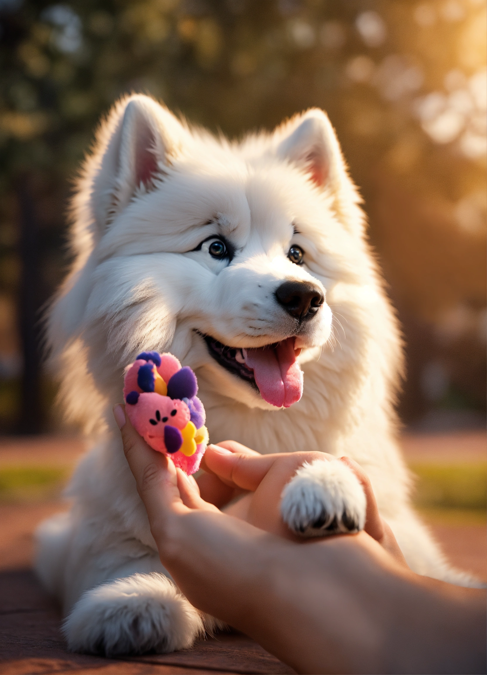 Lexica - A Samoyed dog paw touching the human hand, inspired by Disney ...