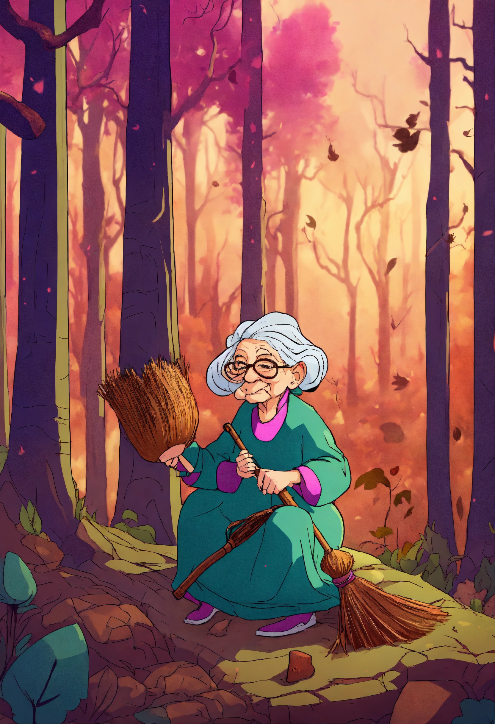 Lexica - Fantasy cartoon style ugly and scary old lady is sitting in a ...