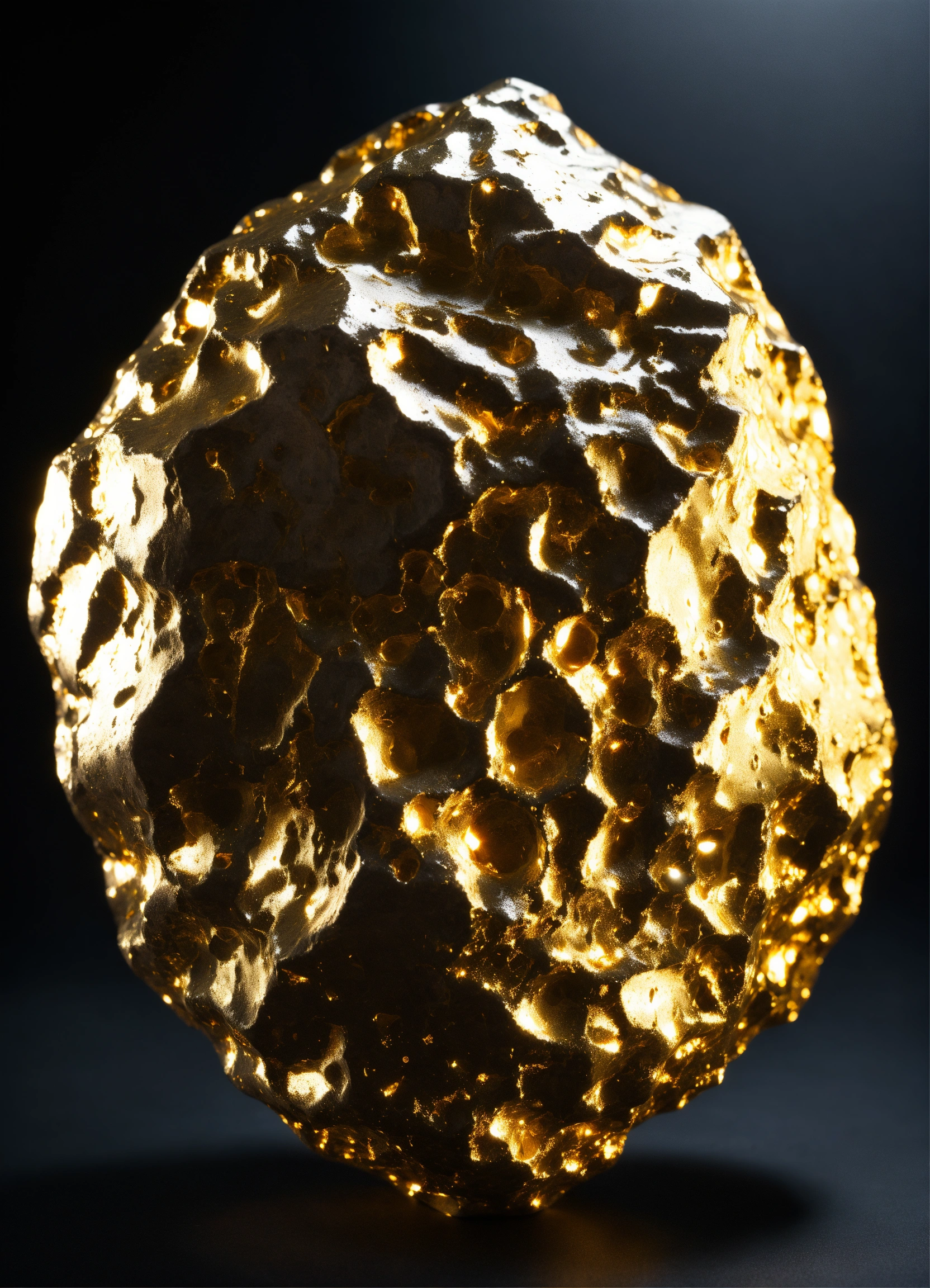 Lexica - A golden meteorite covered in silver liquid, 4k, dark background