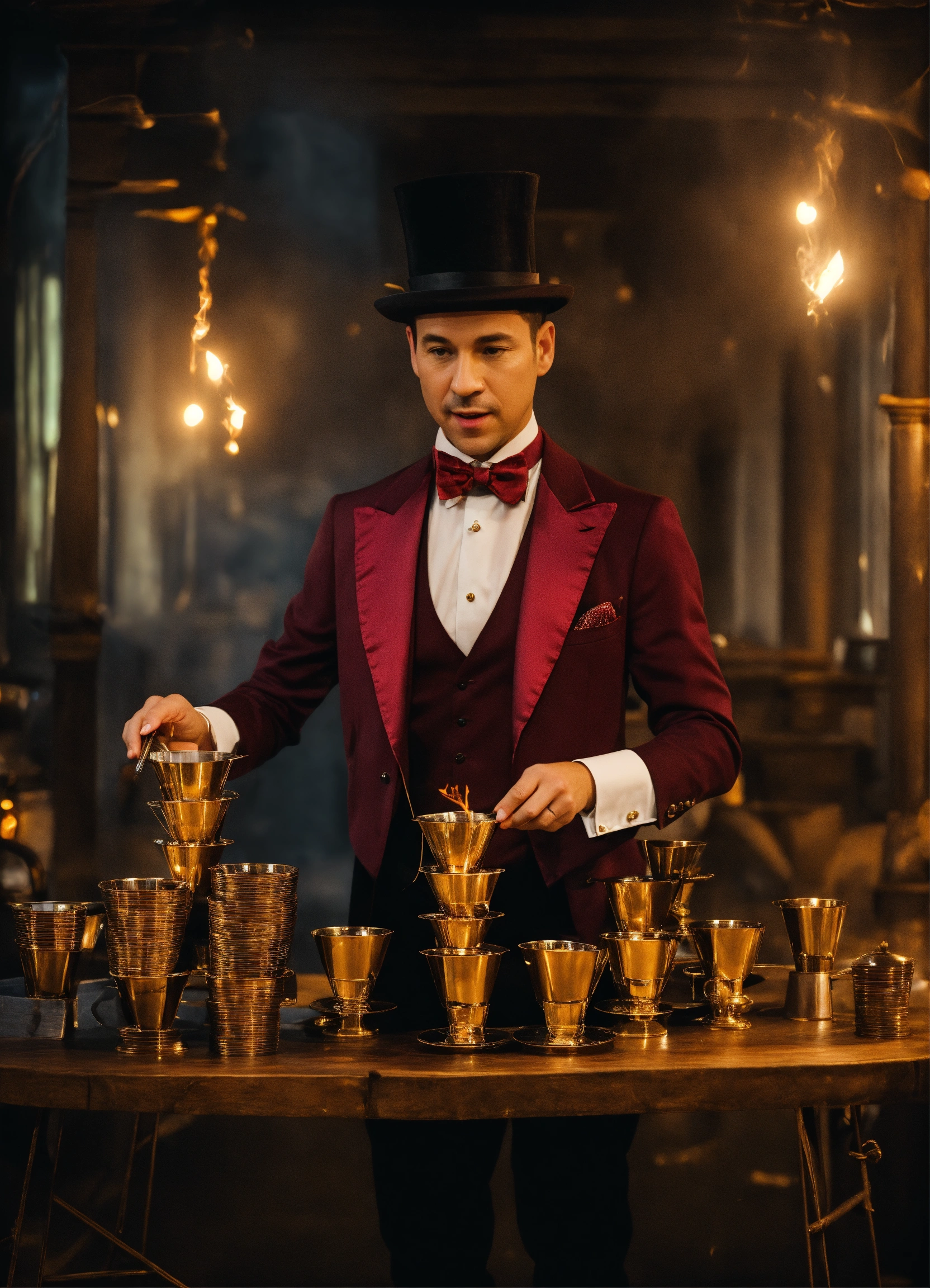 Lexica - A magician doing a magic trick with 7 cups