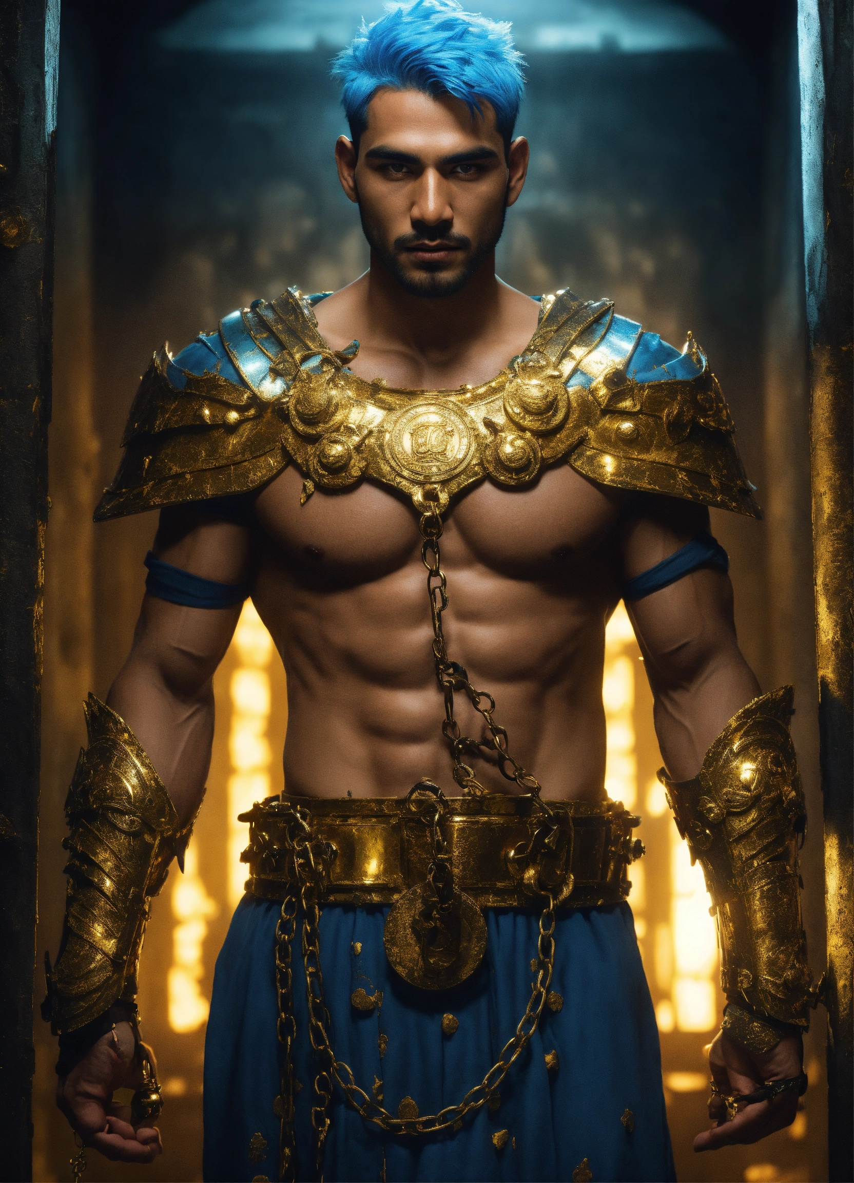 Lexica - Handcuffed, a handsome ethnic male god, a strong prisoner with ...