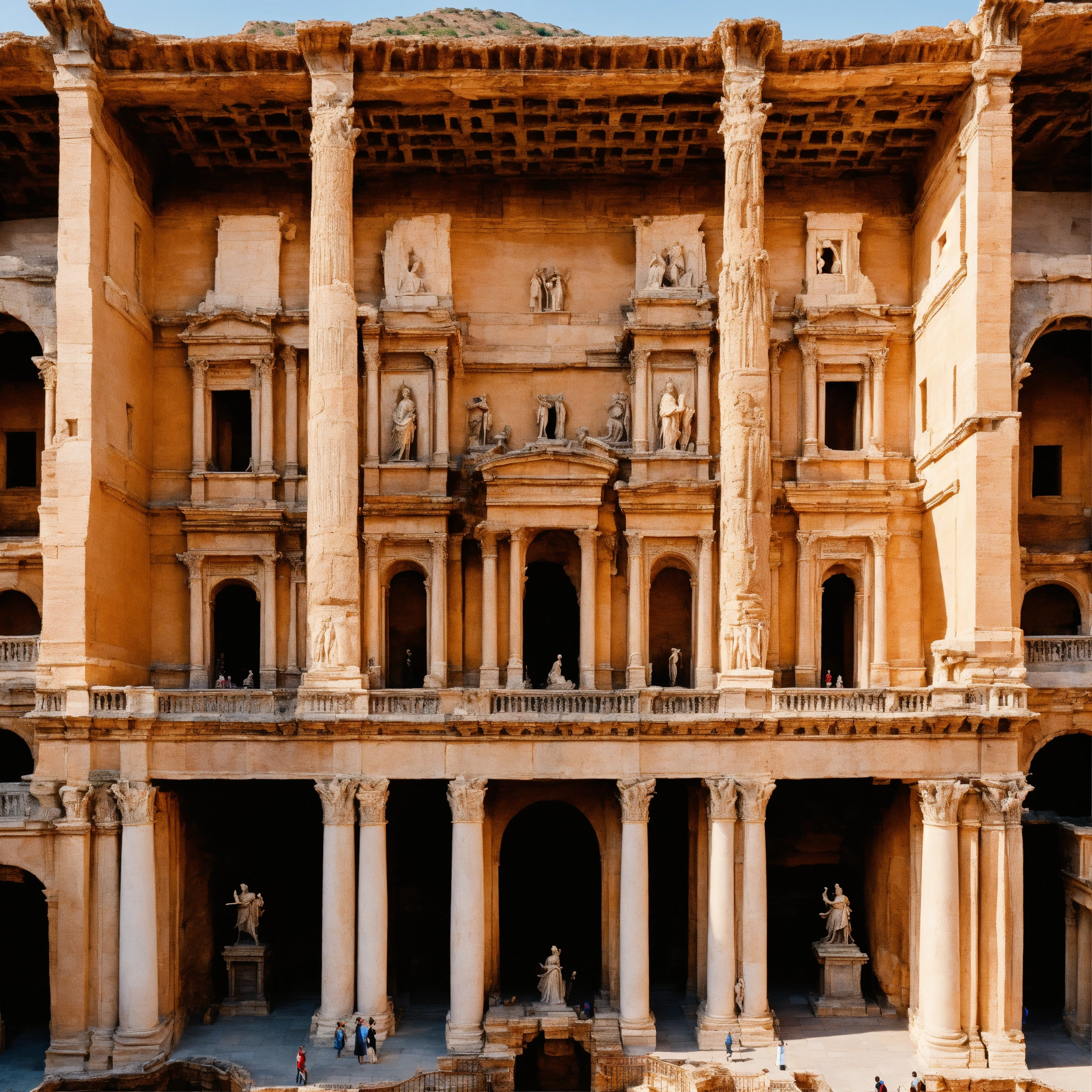Lexica - Gigantic magnificent facade of a palace, with statues inspired ...