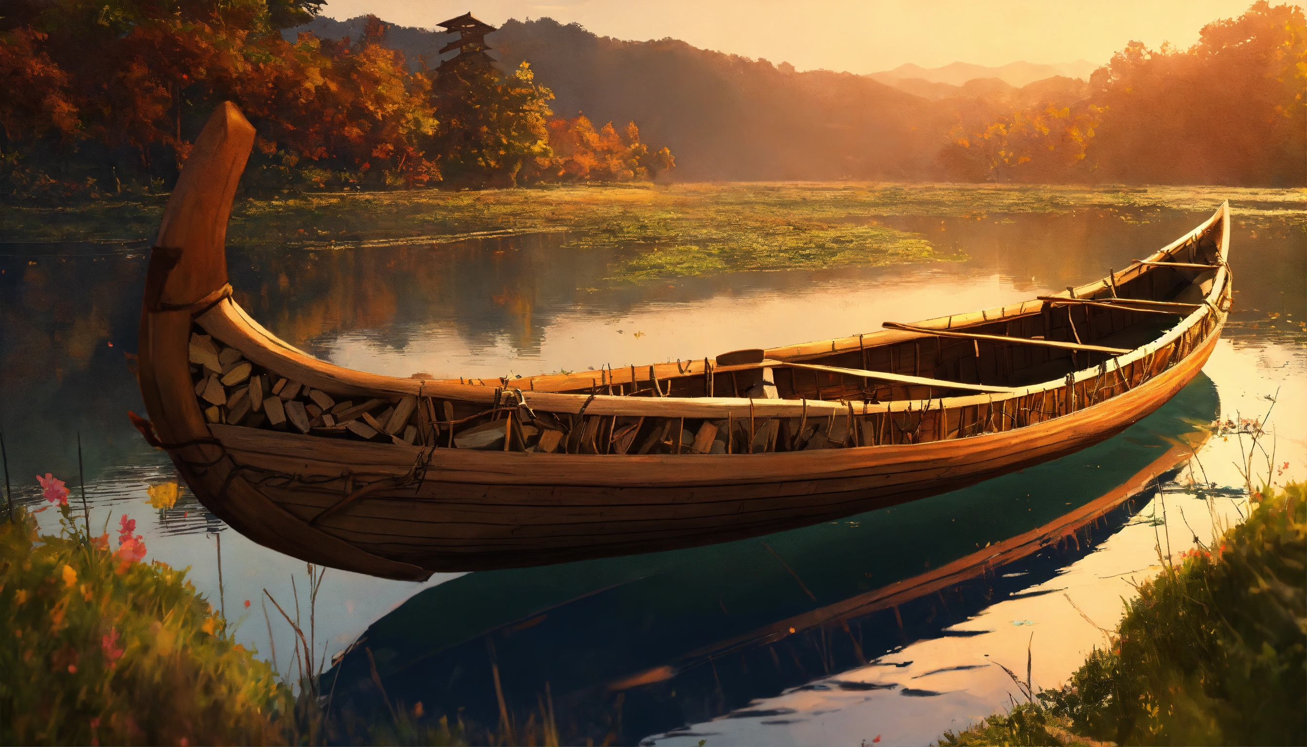 Lexica - A anime style canoe made of branches