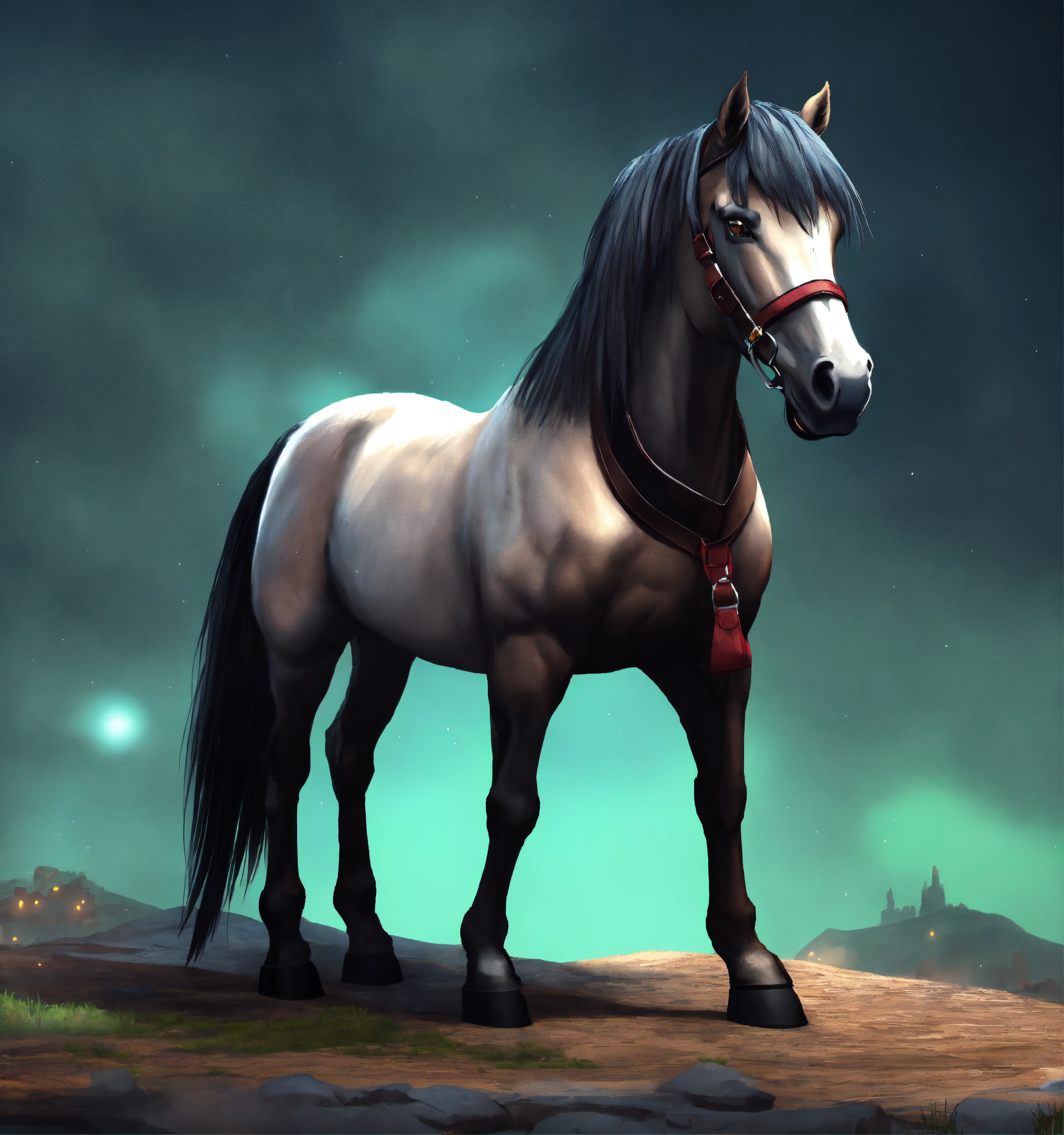Lexica - Game character horse cartoonish realistic emo rock evil emo horse