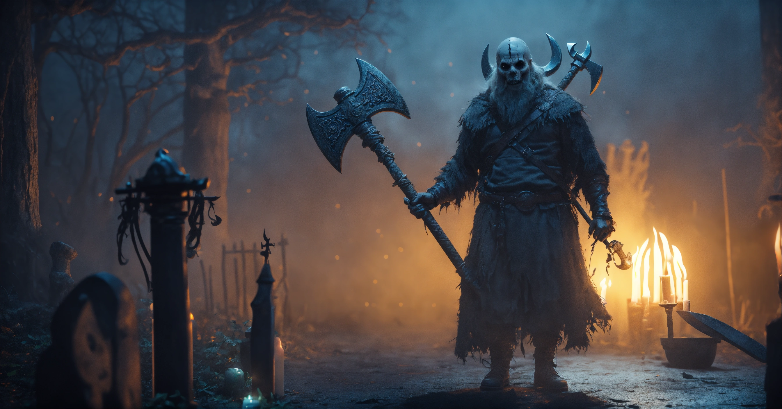 Lexica - A very scary ghost holding a large viking axe, Halloween ...