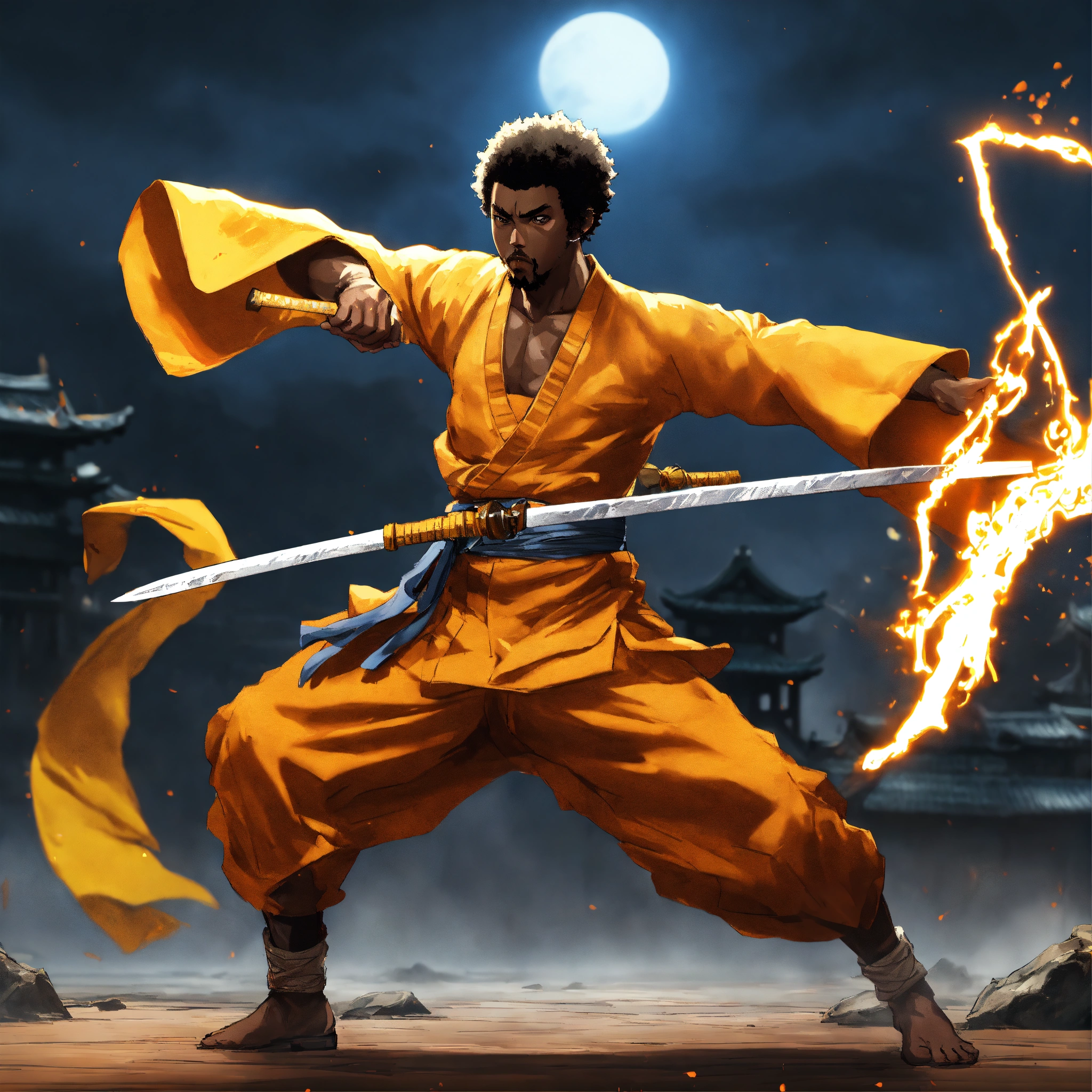 Lexica - Afro samurai anime, shaolin monk doing eagle claw fighting ...