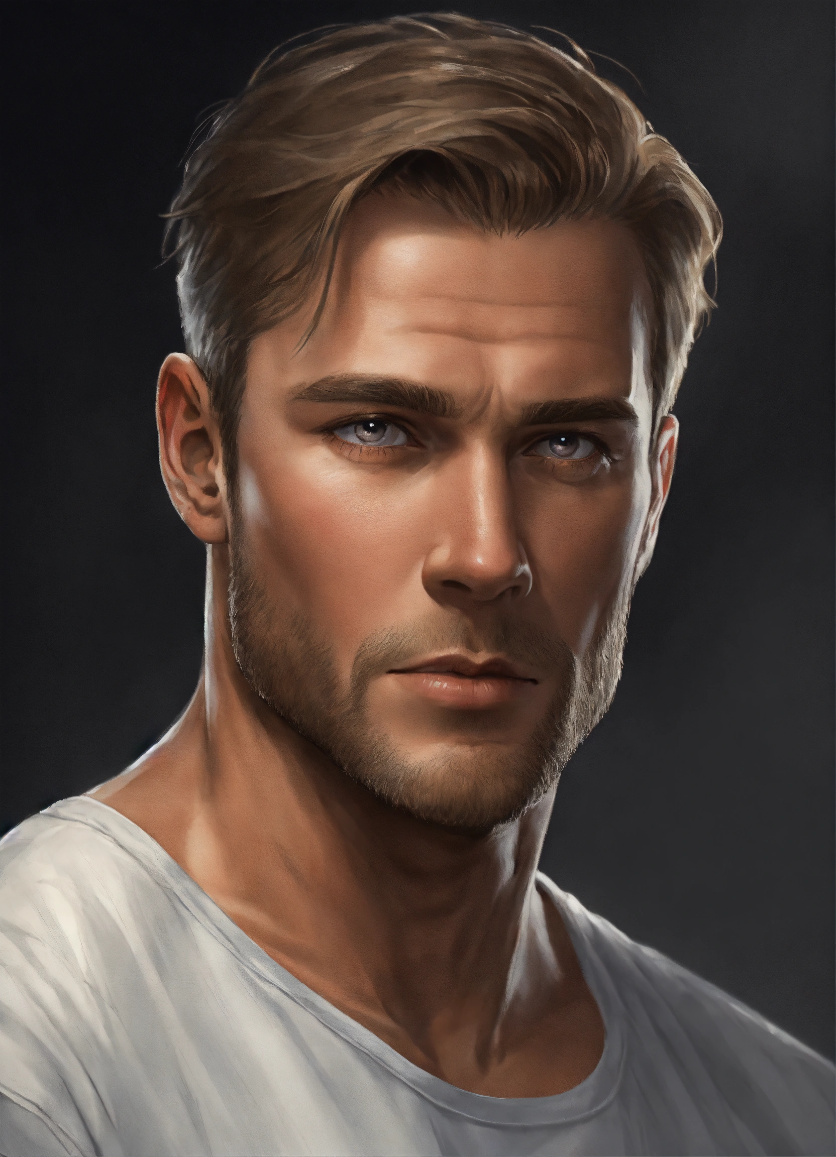 Lexica - Realistic man, waist-up, tall, broad-shouldered, 35 years ...