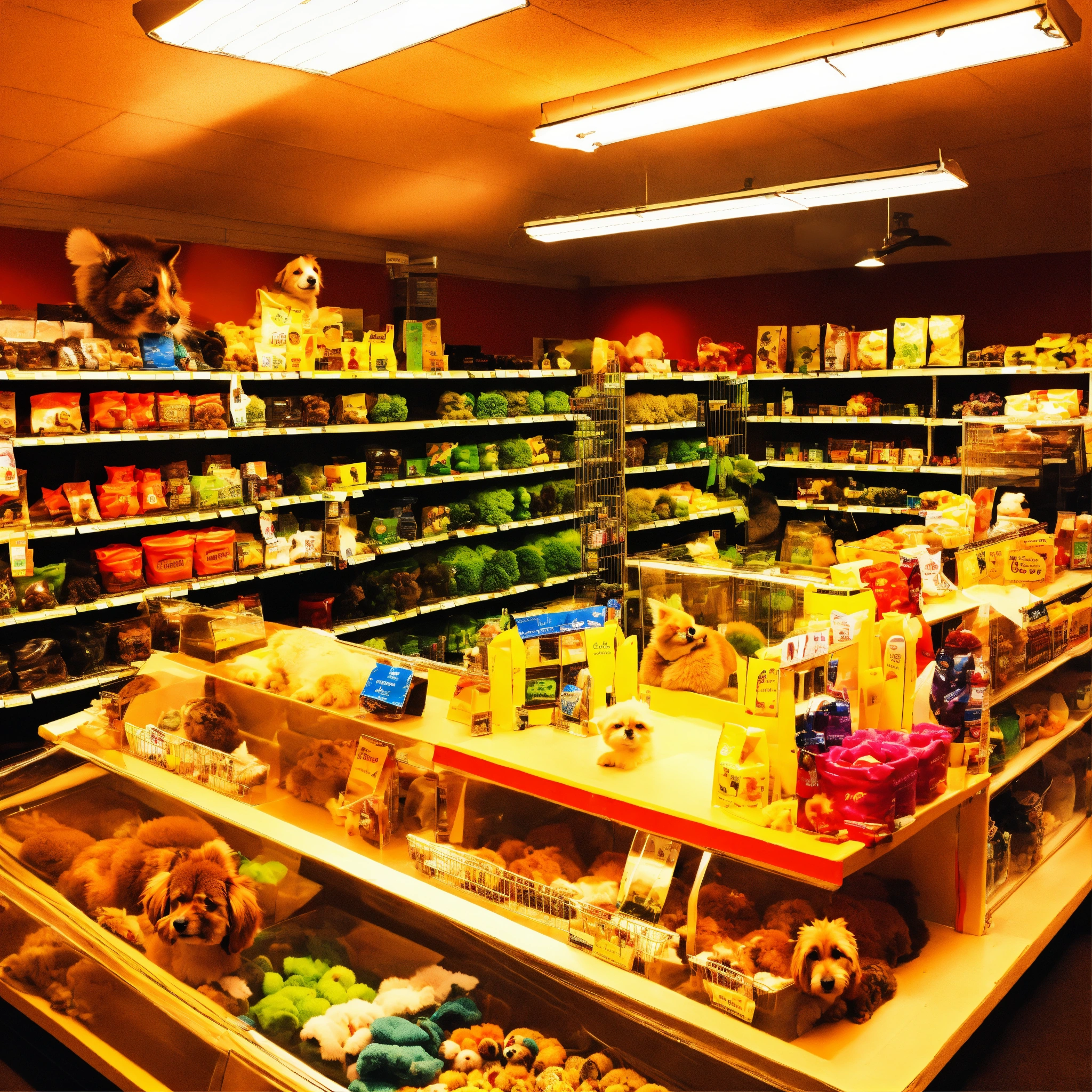 Lexica - A photo of a pet store with a variety of pet supplies. The ...