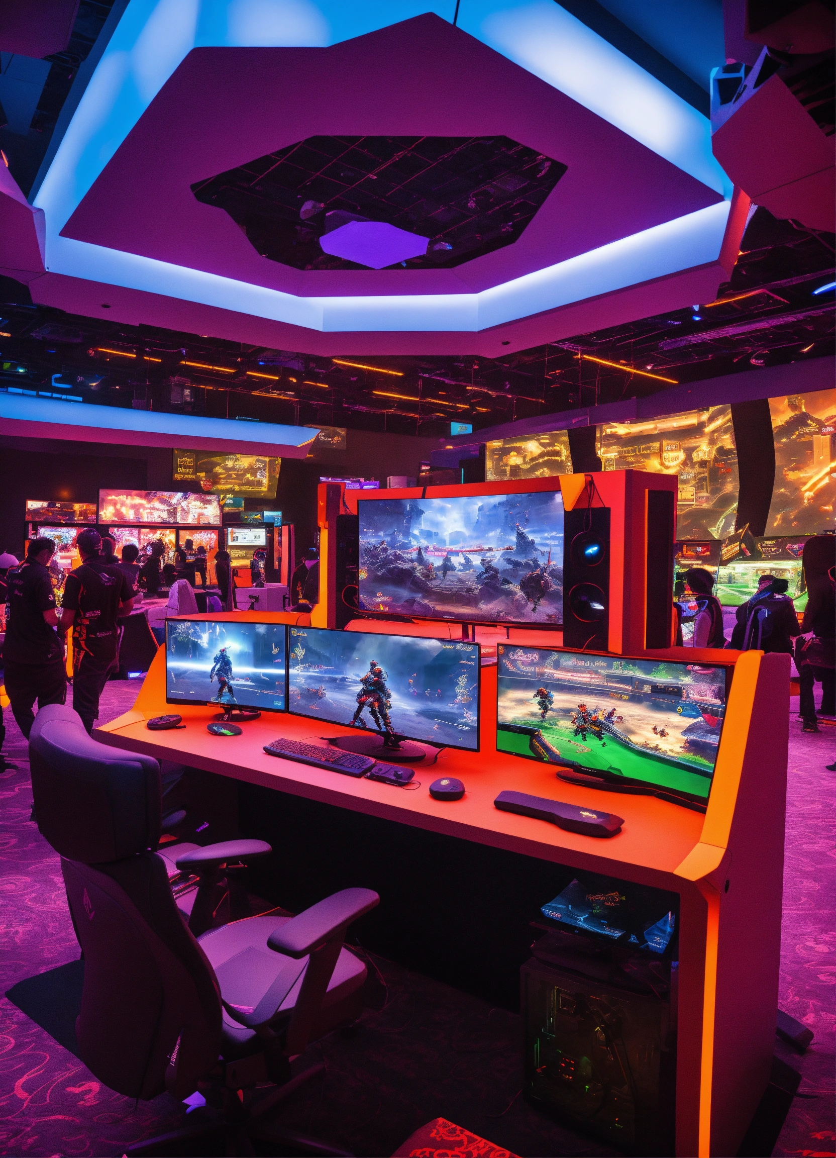 Lexica - Create an image of the main gaming area, showcasing rows of ...