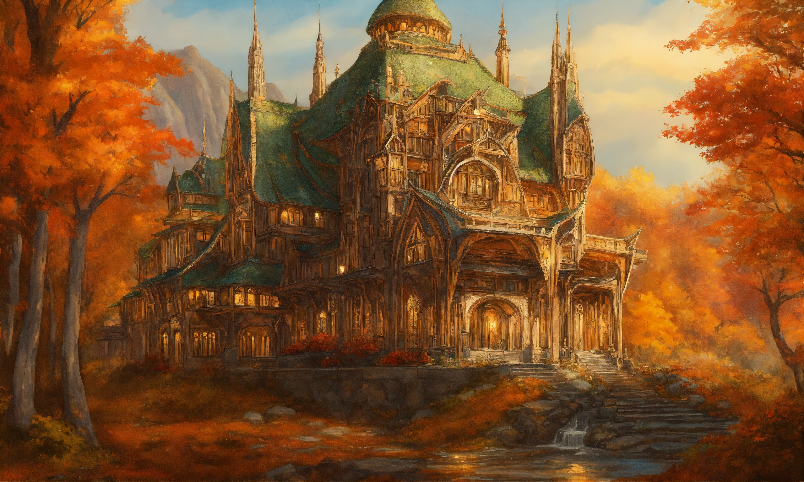 Lexica - Drawing of the full image of a high elf sci fi palace in ...