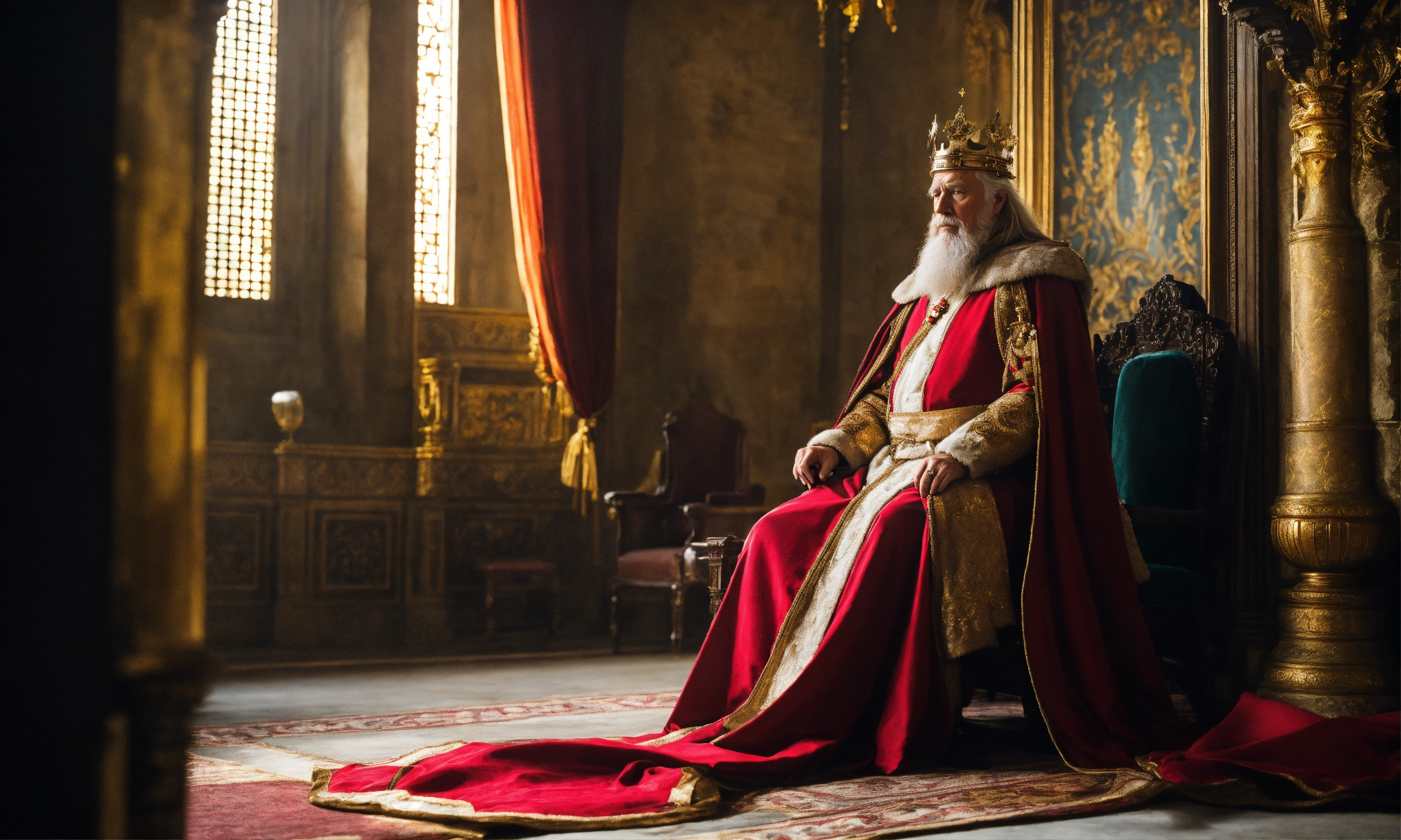 Lexica - Take photos of old king in reference style,White skin, full ...