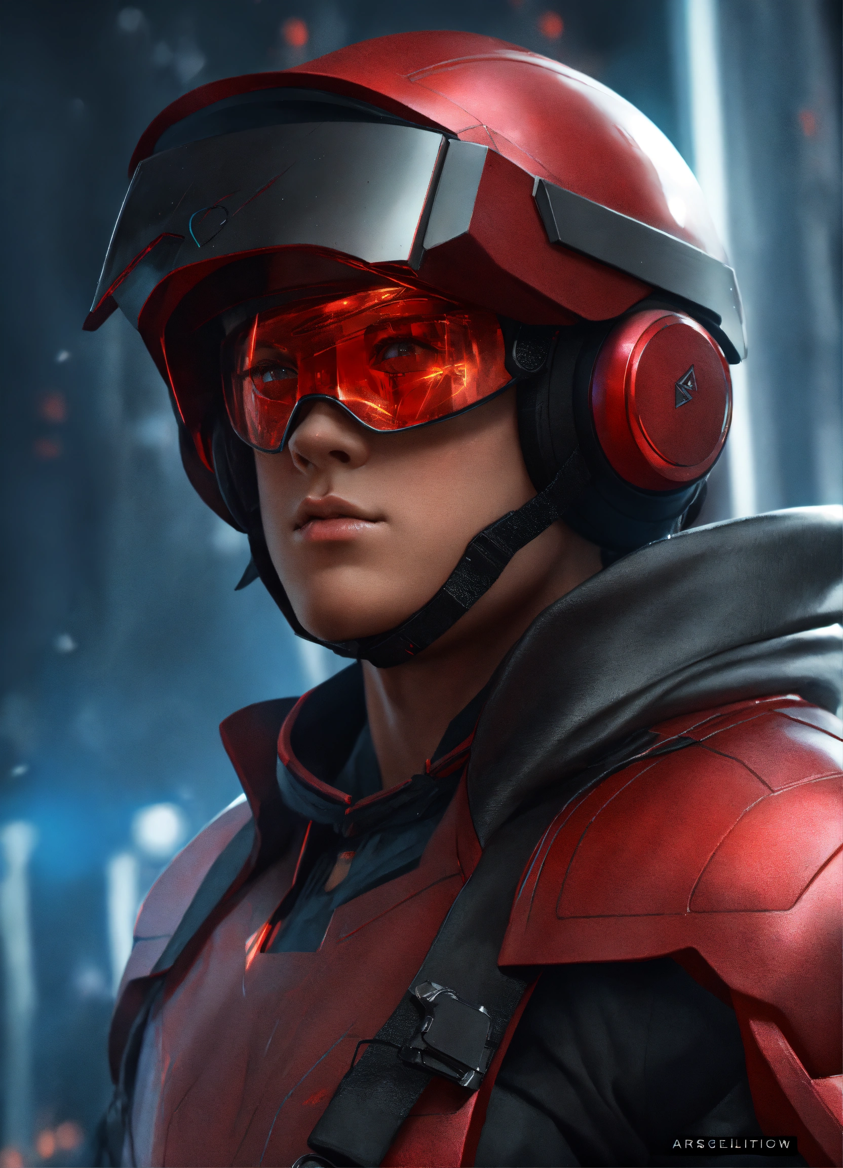 Lexica - Jesse Plemons as cylops with ruby red quartz visor from the Xmen, cinematic lighting ...