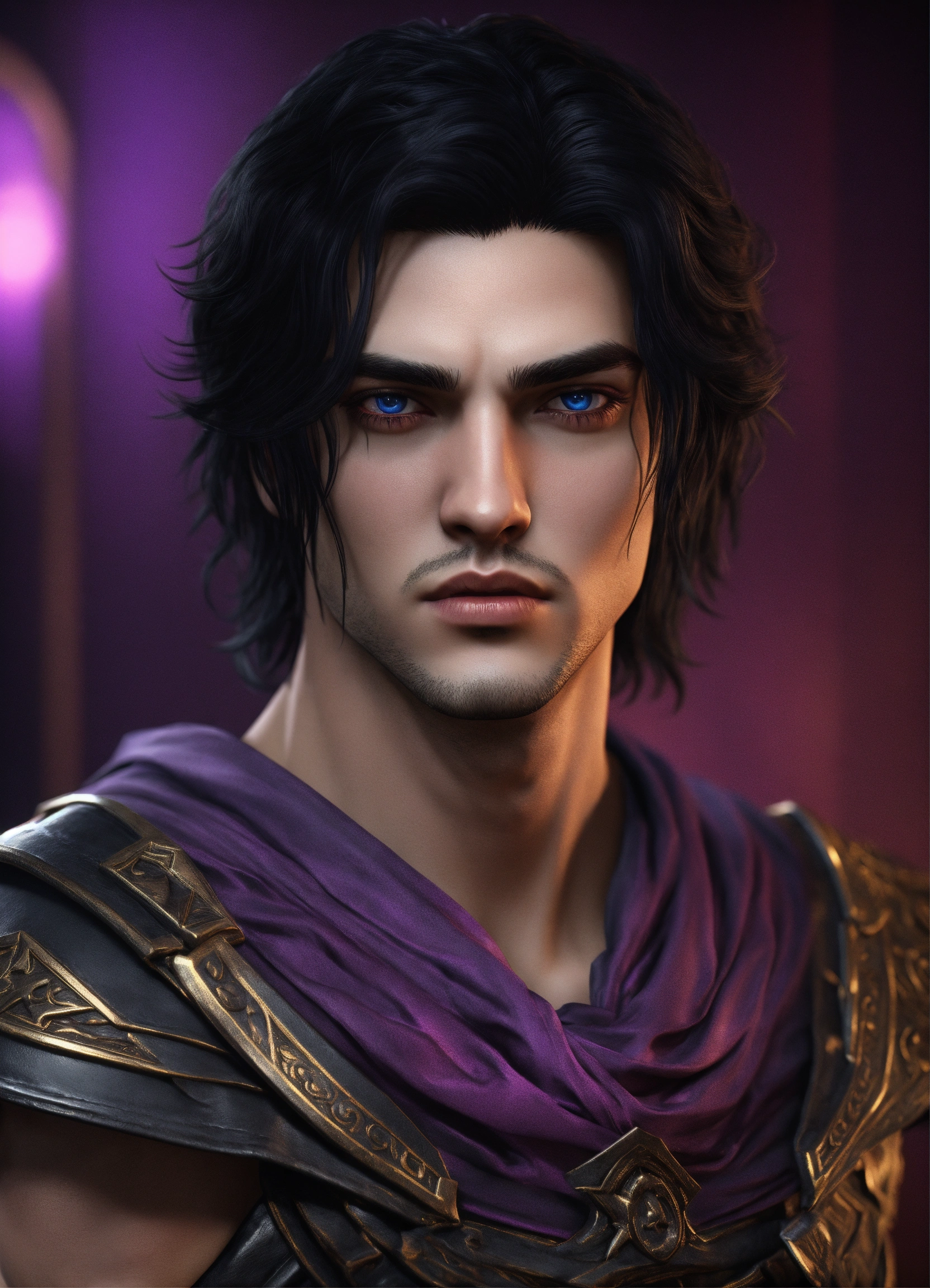 Lexica - Young Goth Greek God with black hair and purple eyes ...